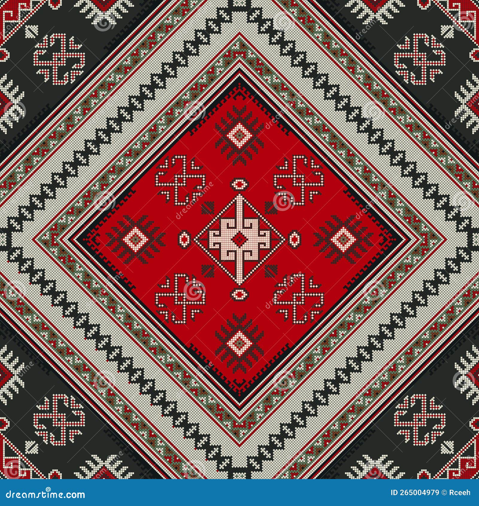 Kilim pattern 64 stock vector. Illustration of oriental - 265004979