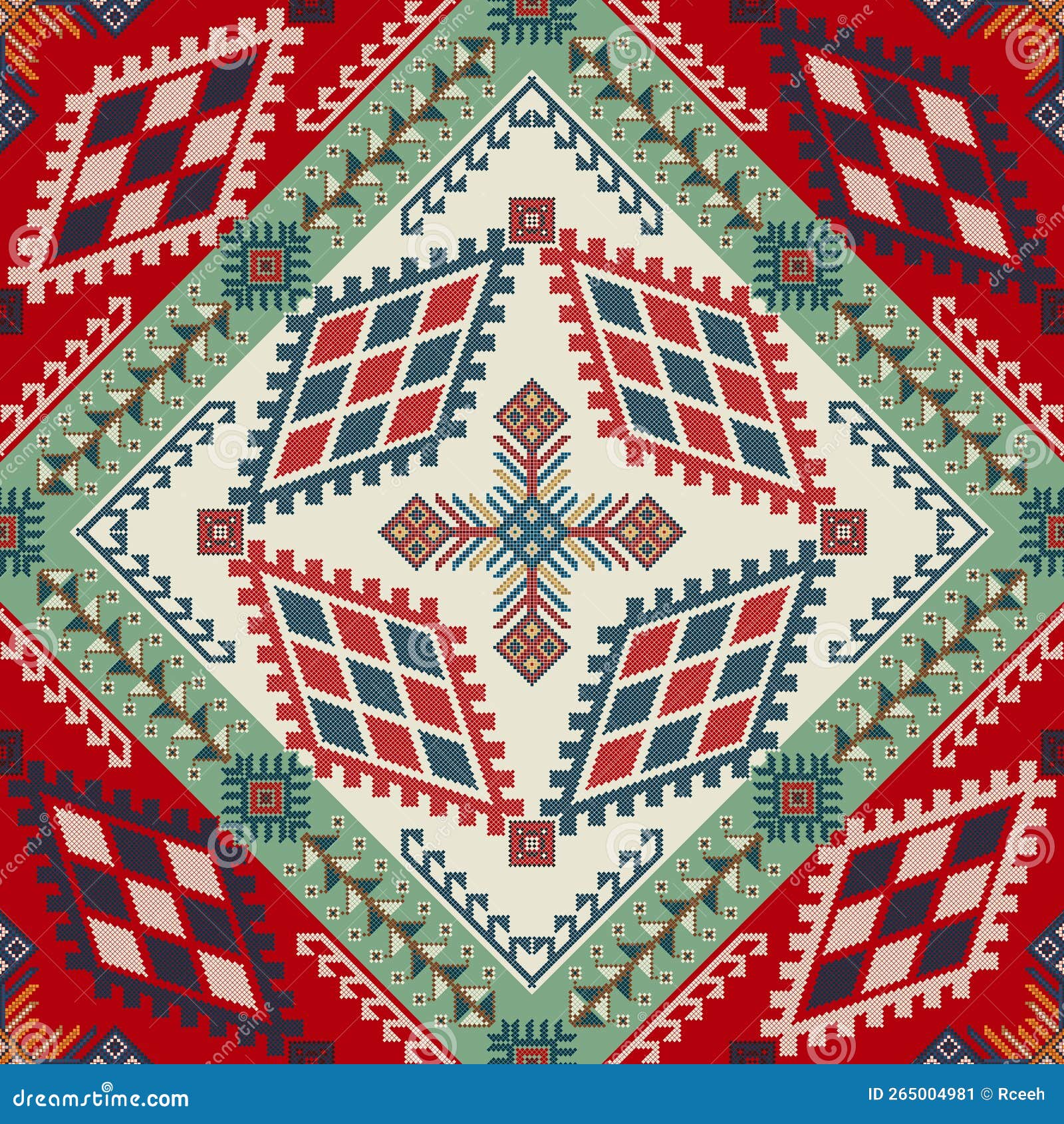 Kilim pattern 65 stock vector. Illustration of bohemian - 265004981