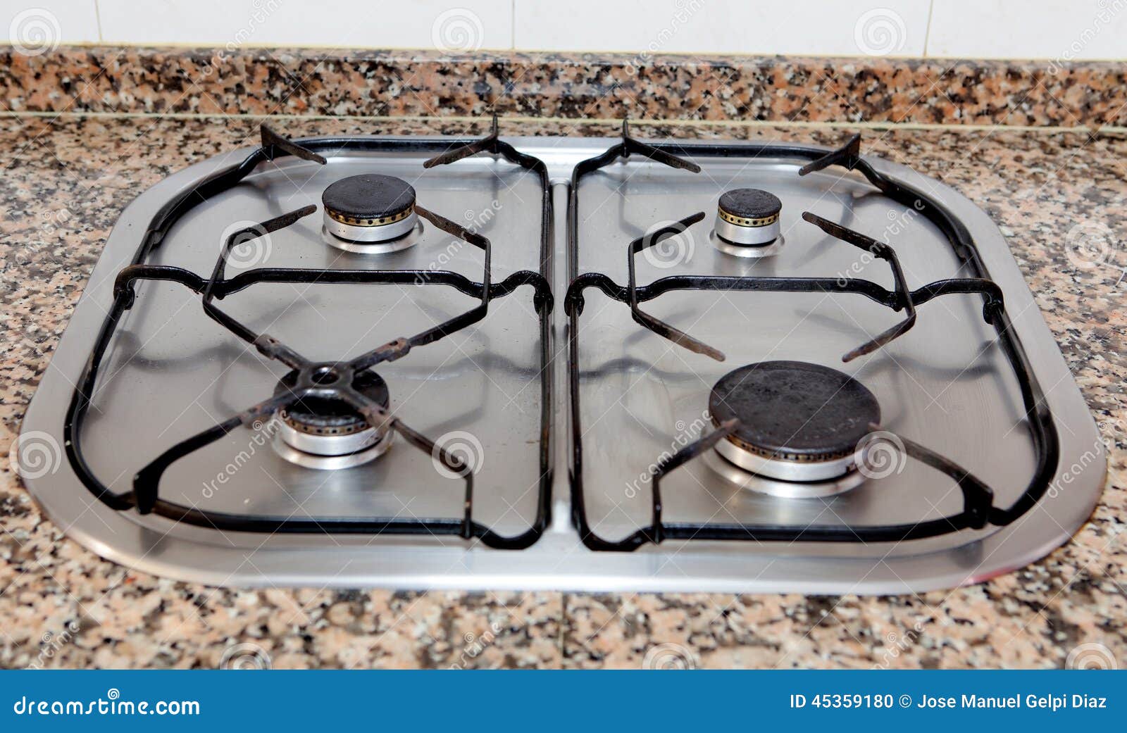 Traditional Kitchen with Four-burner Stock Photo - Image of flammable ...