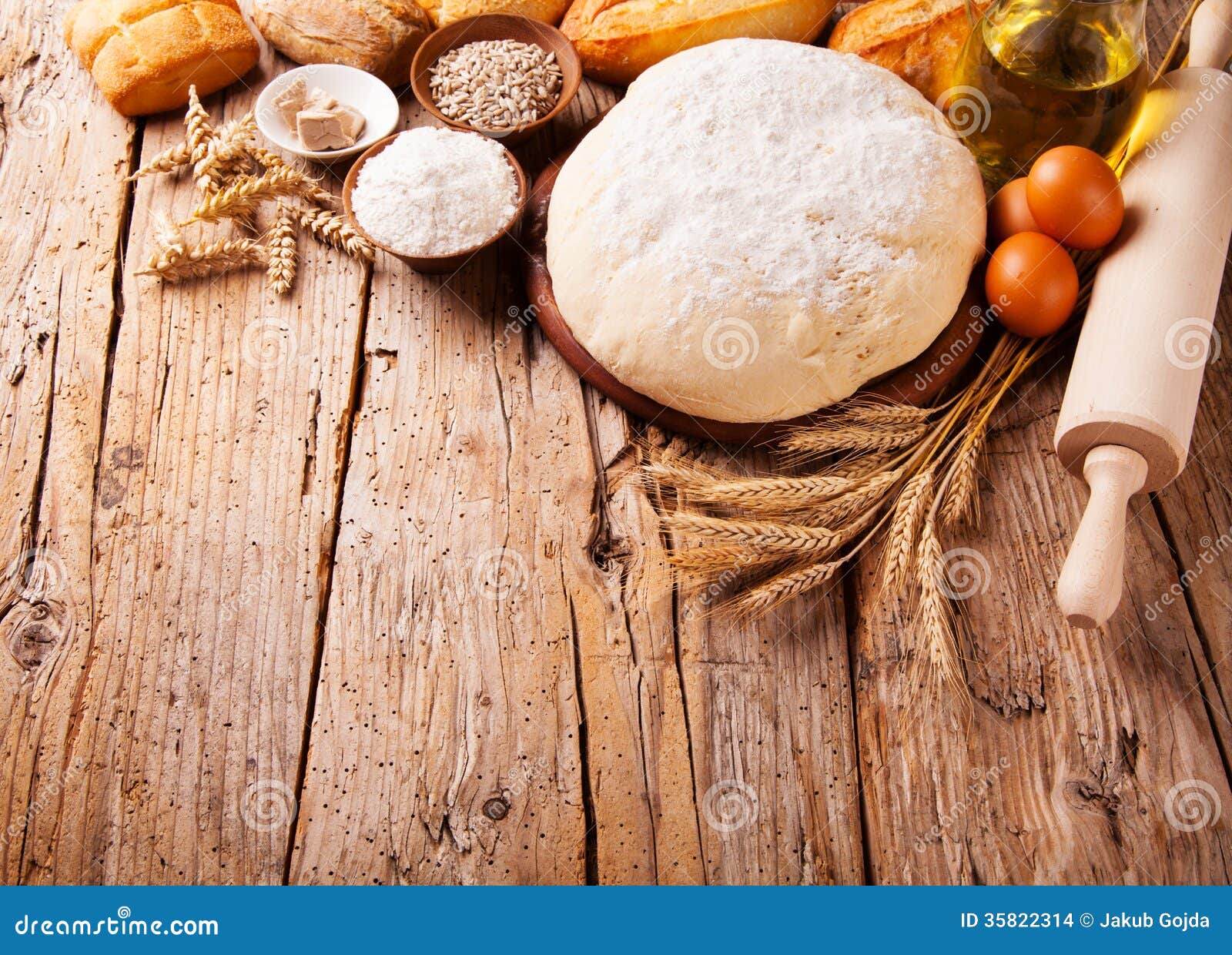 Traditional Kitchen Ingredients Stock Photo - Image of fiber, bread ...