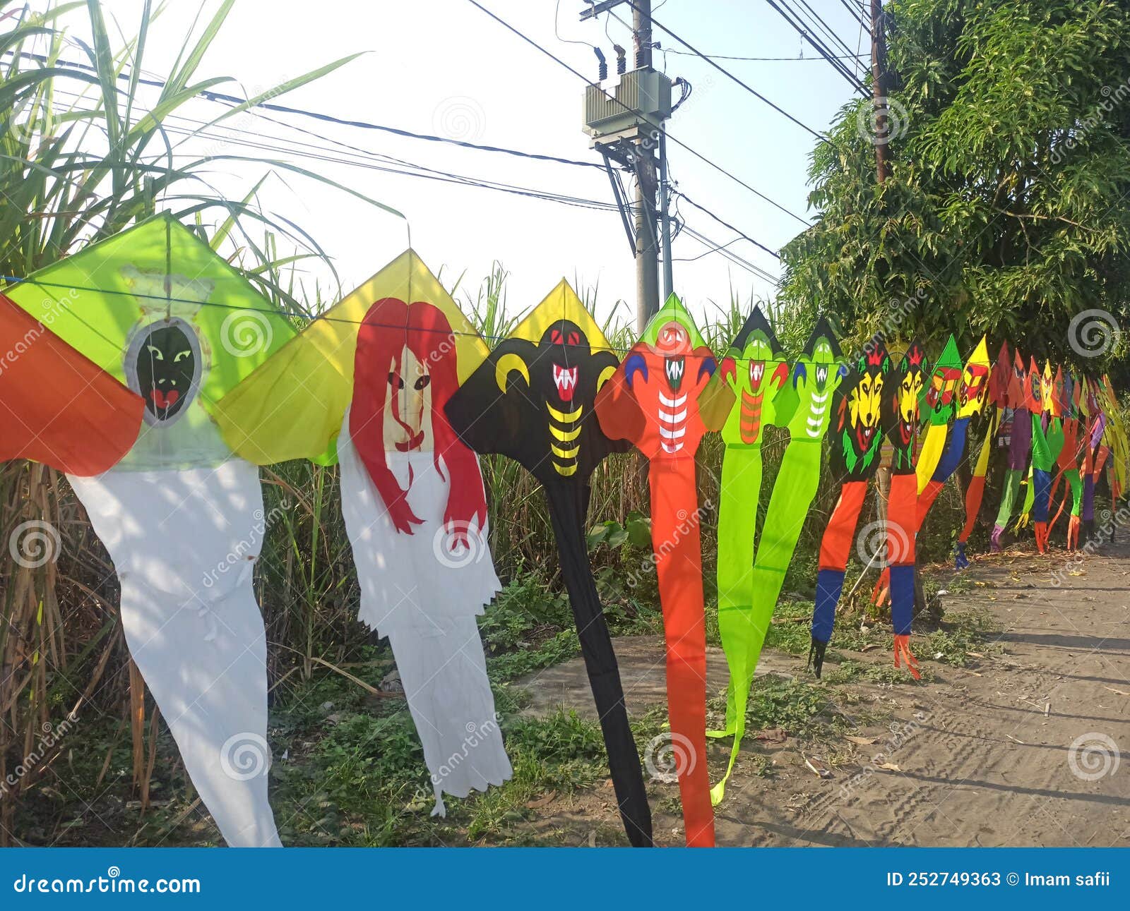 Traditional Kites with Various Local Ghost Figures Stock Image - Image ...