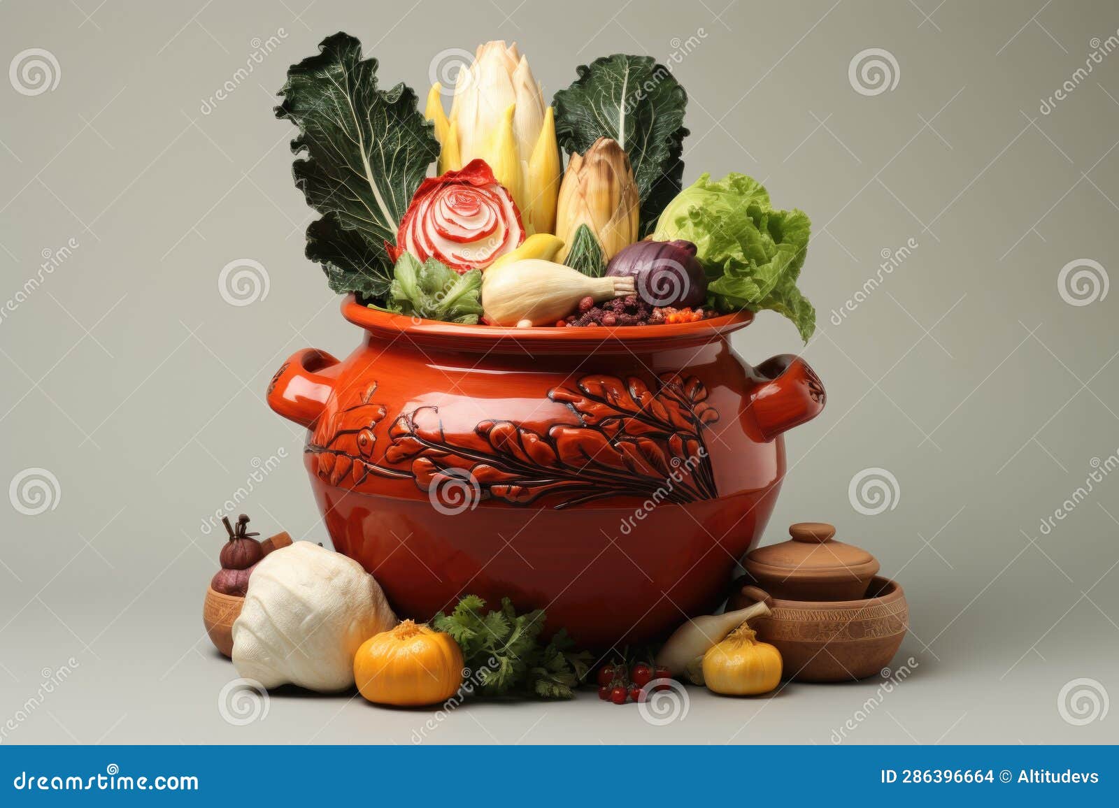 Traditional Korean Earthenware Pot with Kimchi Ingredients Stock Photo ...