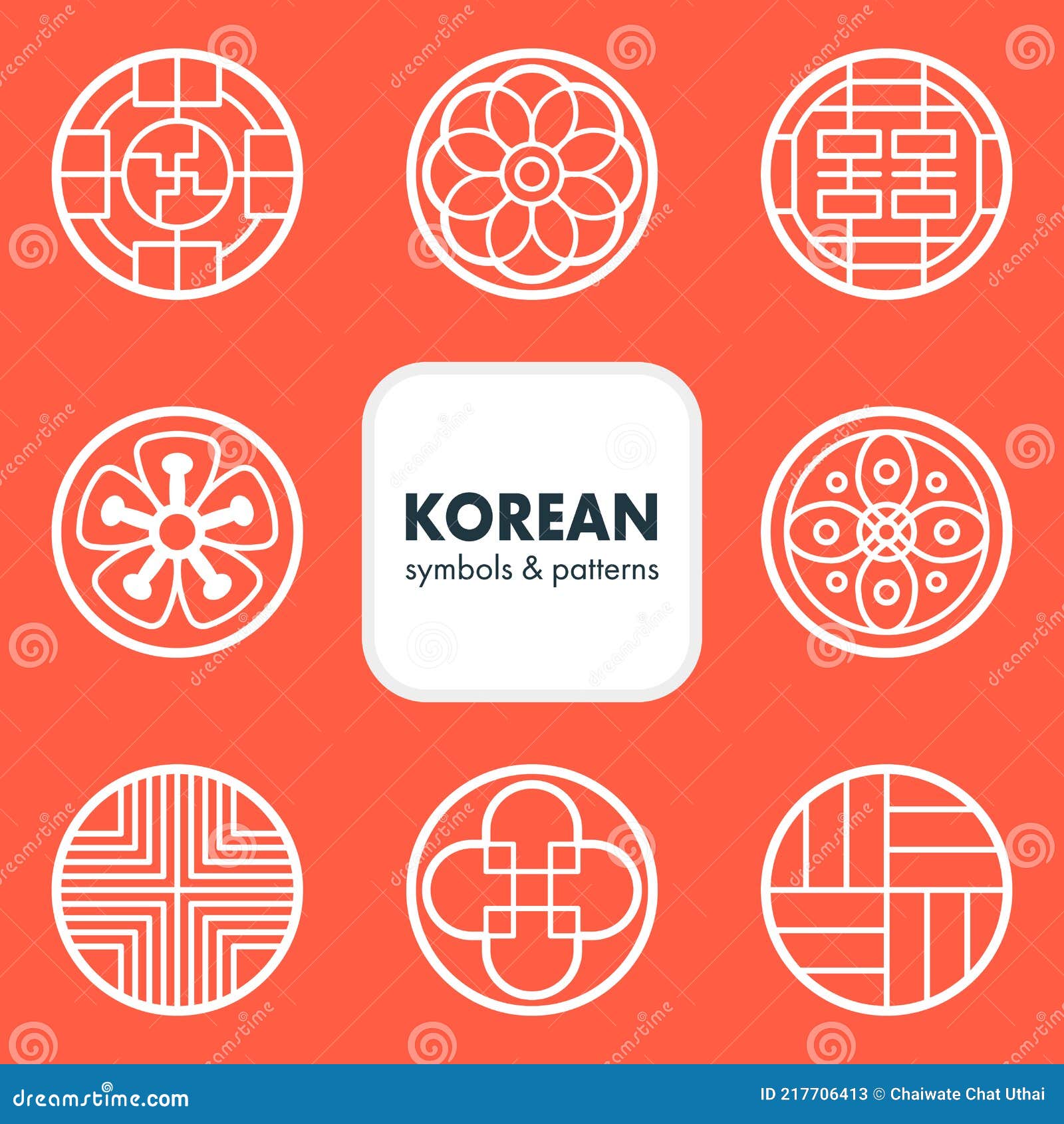 Traditional Korean Symbols And Patterns - Vector Illustration ...