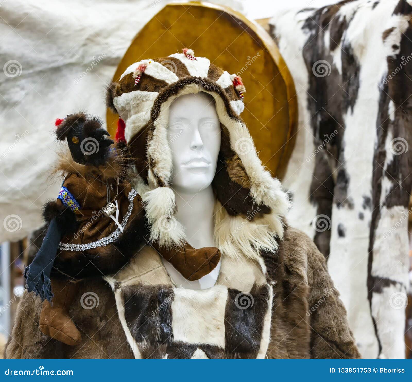 The Traditional Koryak Dress at the Exhibition on Dummy Stock Image ...