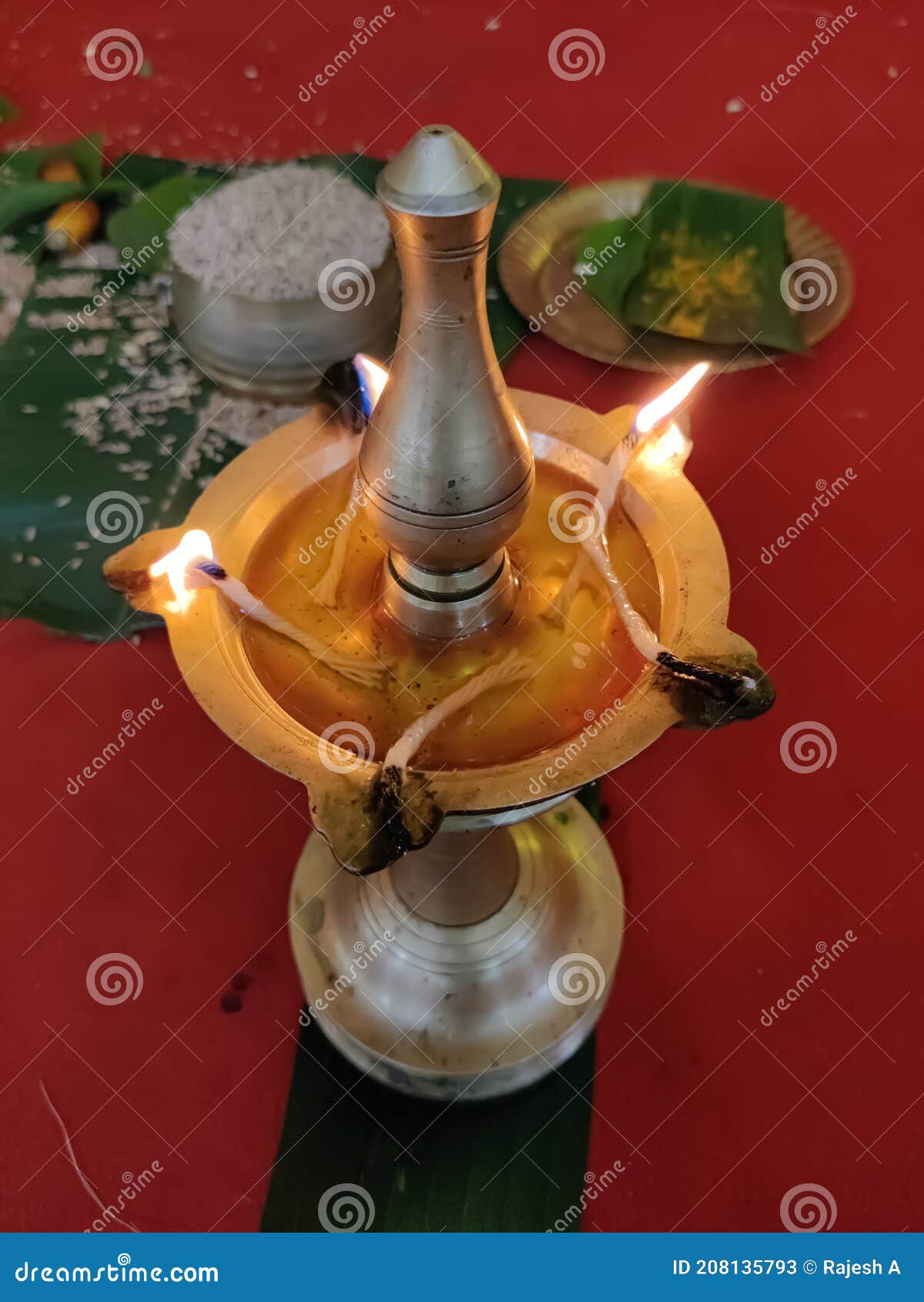 Traditional Lamp with Flames in a Hindu Wedding Function Stock Image ...