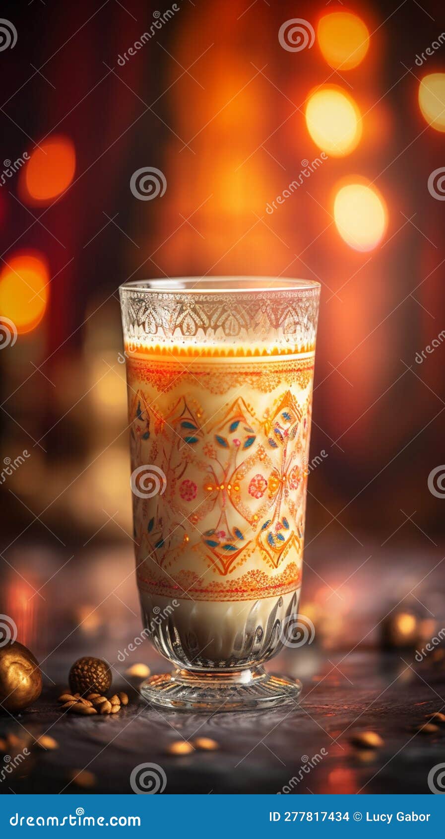 Traditional Lassi with a Cozy Blur Background Stock Illustration ...