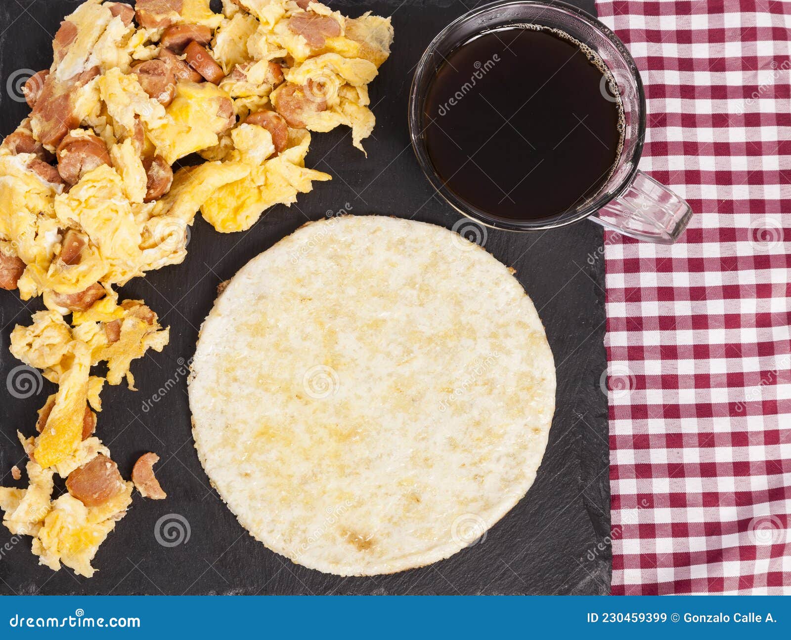 Traditional Latin American Breakfast; White Corn Arepa with Scrambled ...