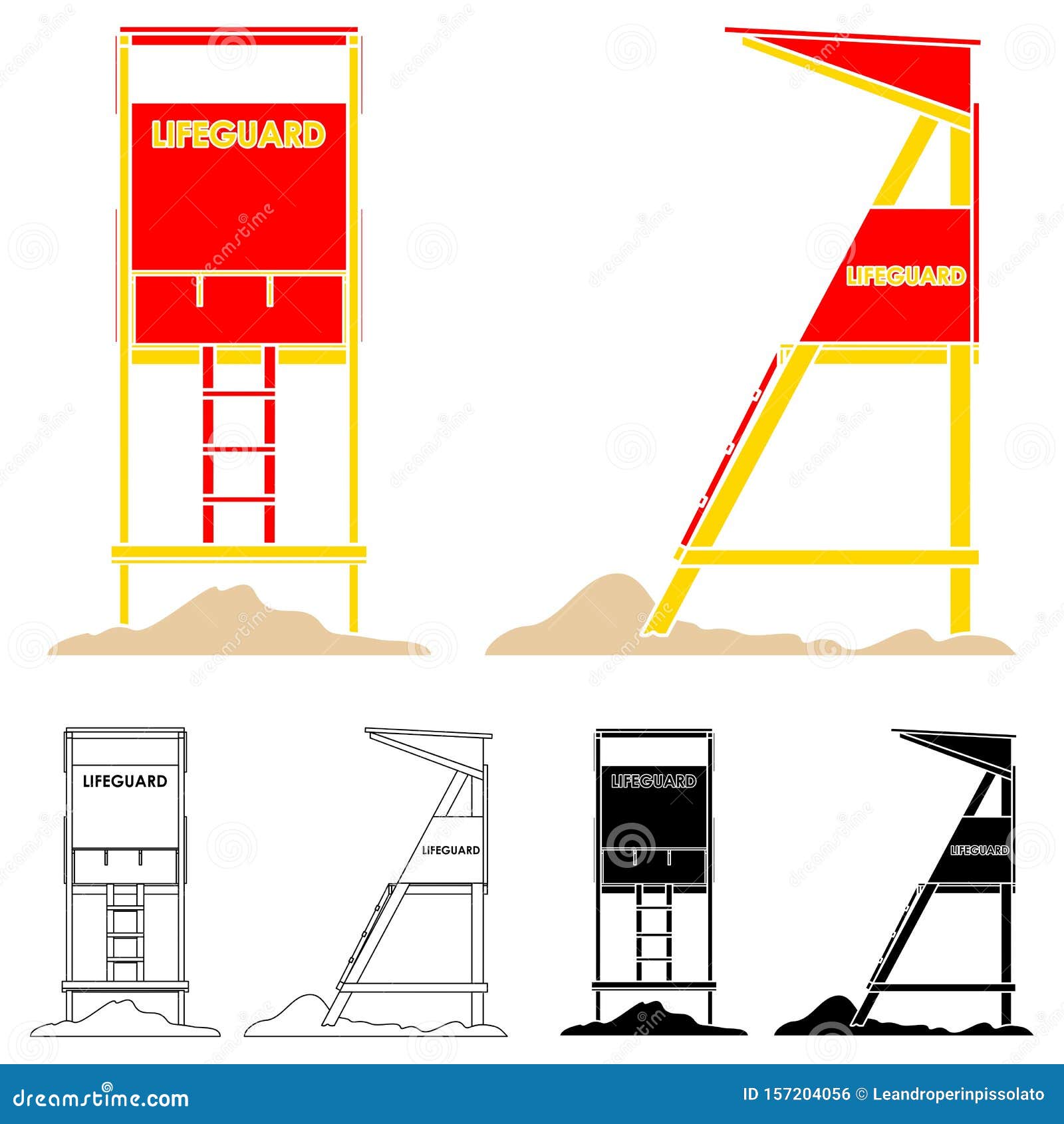Traditional Life Guard Tower Outline Stock Vector - Illustration of ...