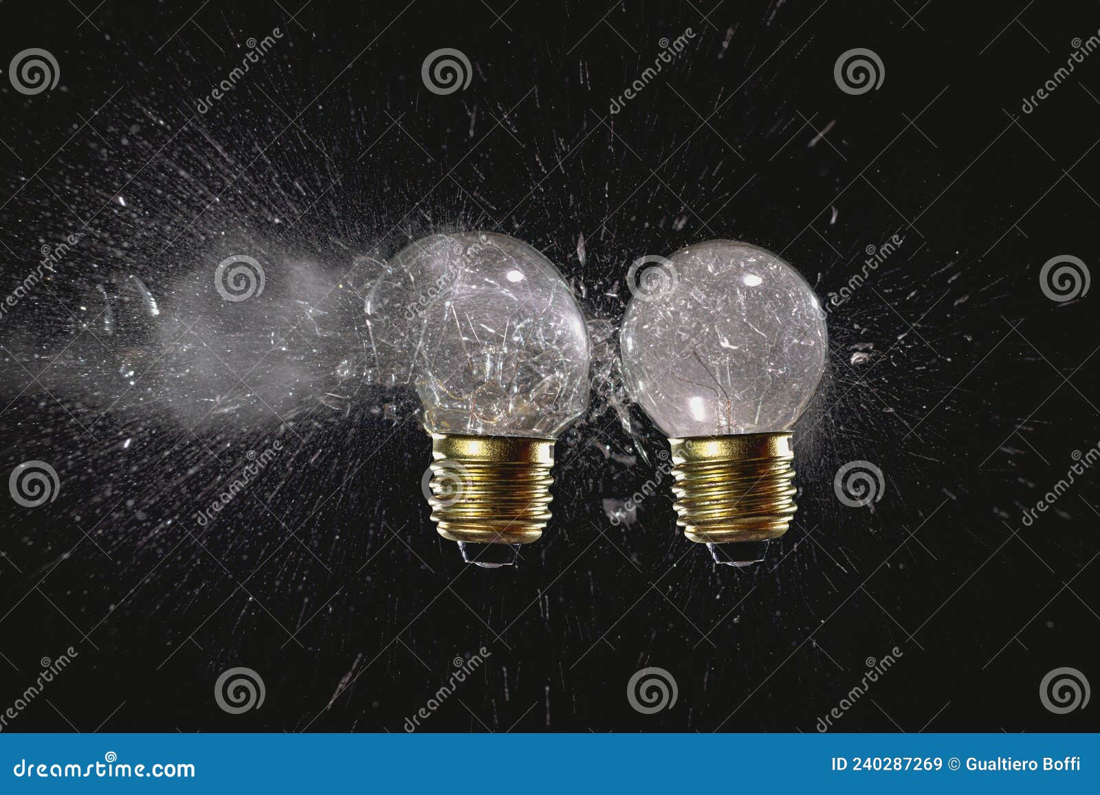Traditional Light Bulbs with Exploded Glass Stock Image - Image of ...
