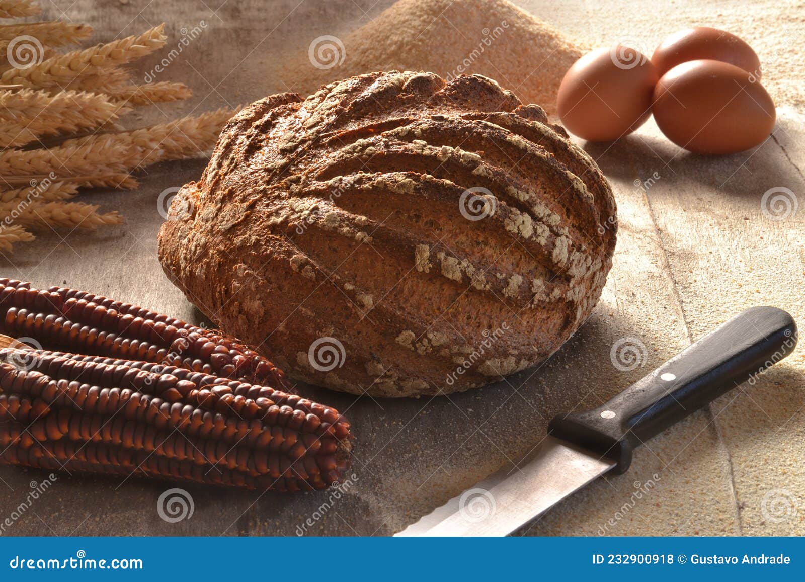 Traditional Loaf of Integral Bread and Egg. Stock Photo - Image of ...