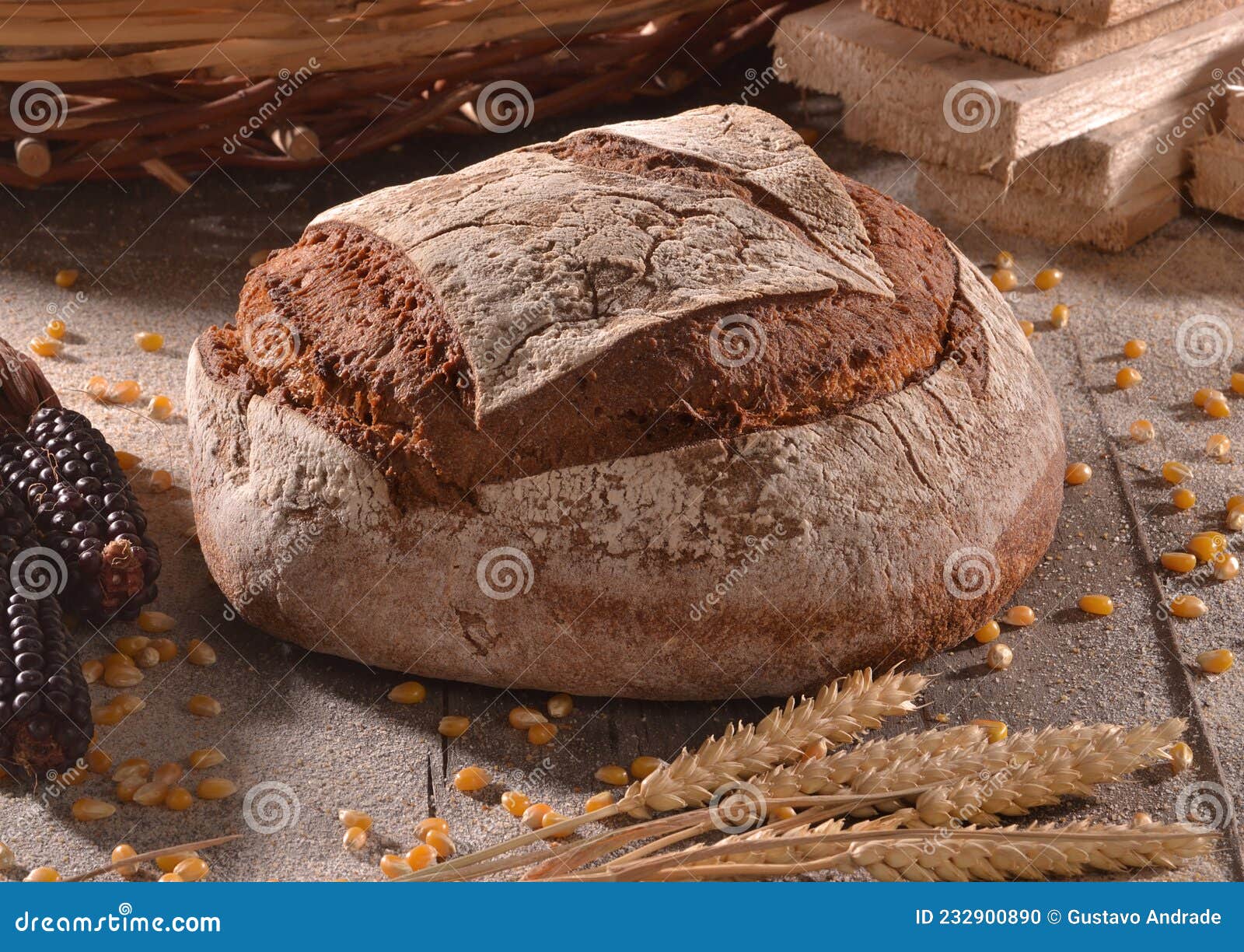 Loaf of Integral Bread on Rural Rustic Ambient Stock Photo - Image of ...