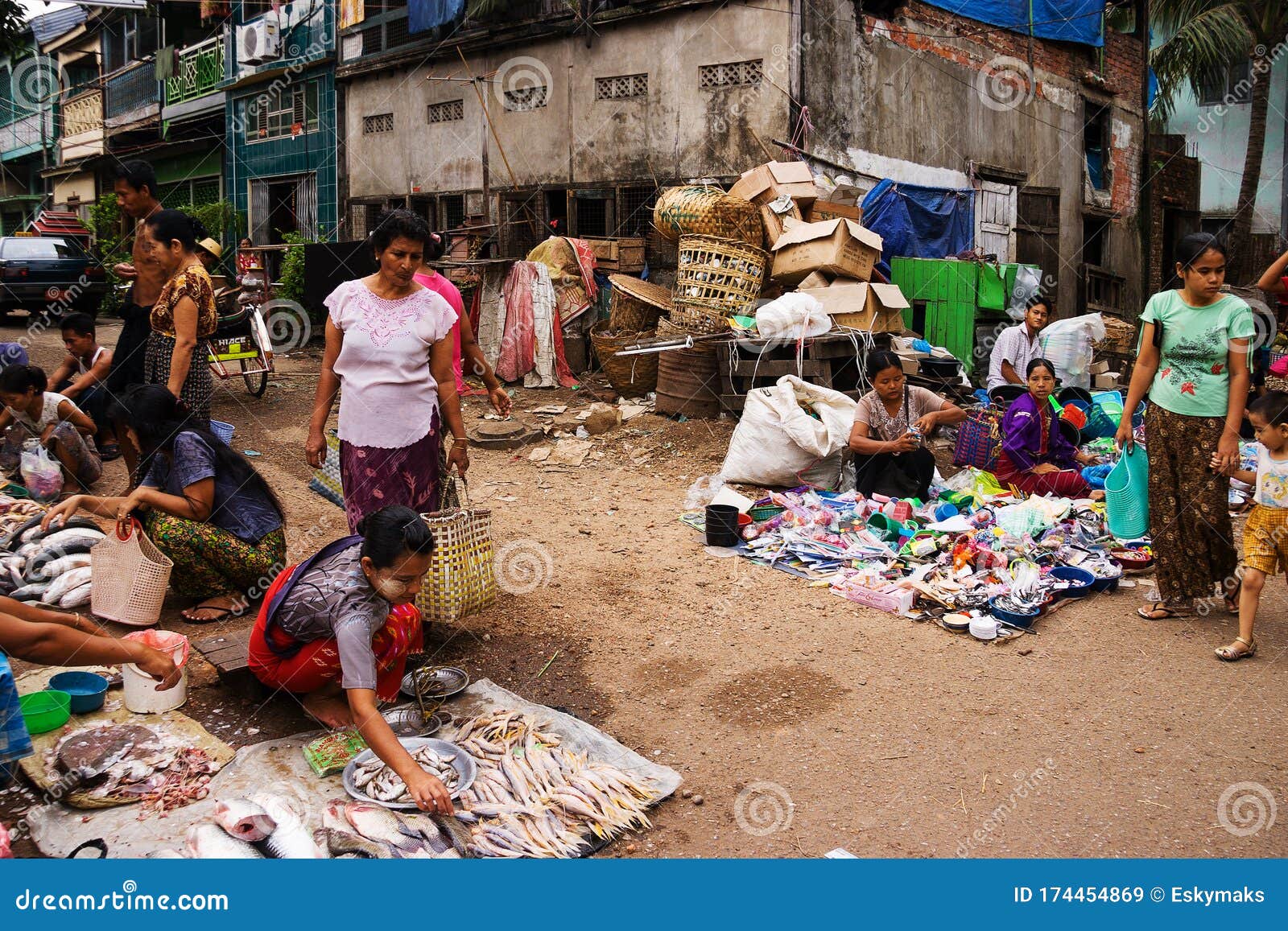 Traditional Local Market in Myanmar Editorial Stock Image - Image of ...