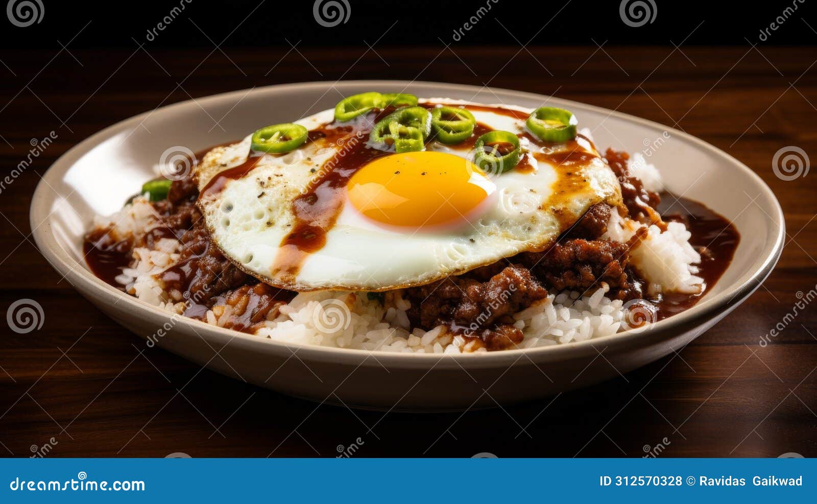 Traditional Loco Moco Breakfast in Hawaii Stock Illustration ...