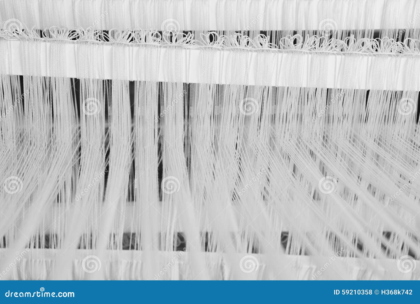 Traditional Loom Detail with Wool Yarn in Black and White Stock Photo ...