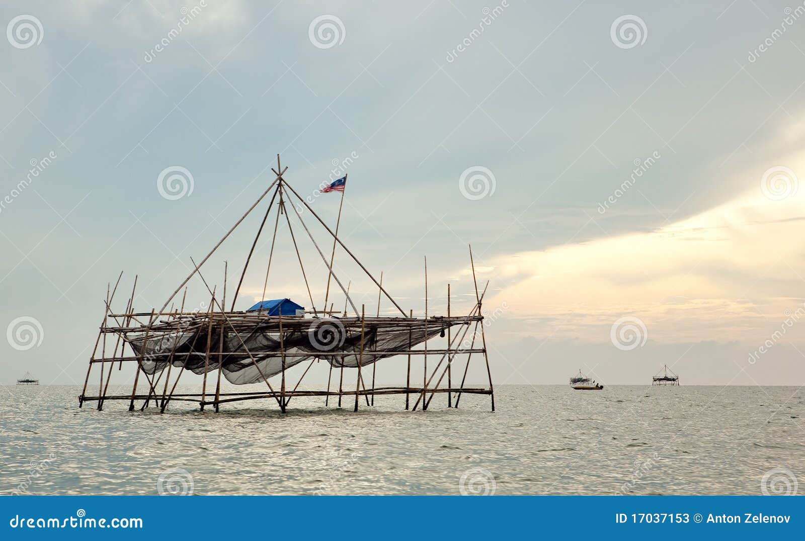 Traditional Malay Anchovy Fishing Construction Stock Image - Image of ...