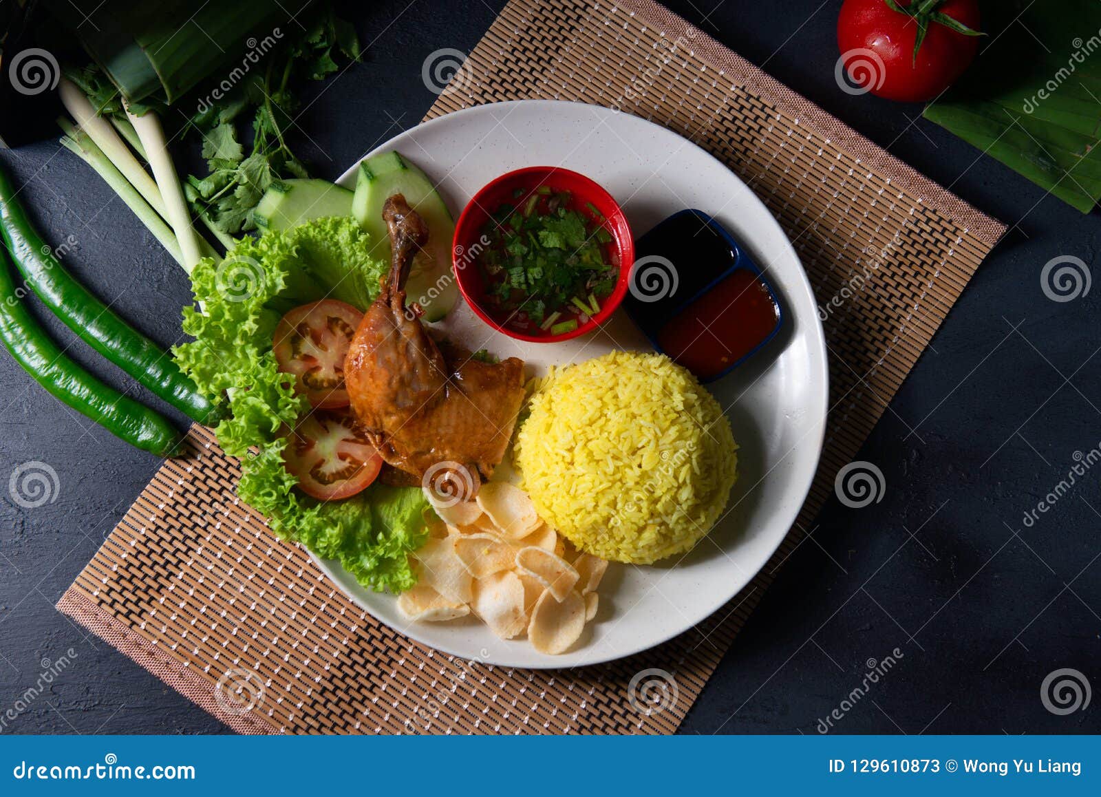 Traditional Malay Chicken Rice Stock Image - Image of fried, chilli ...