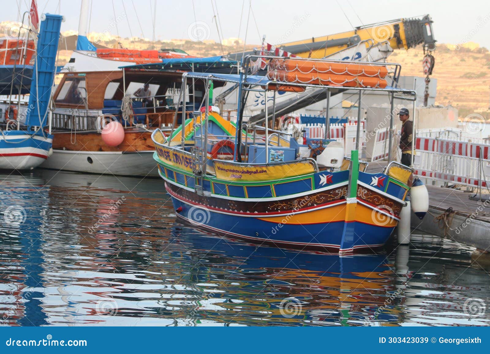 Traditional Maltese Boat in Harbor, Bugibba, Malta Editorial Stock ...