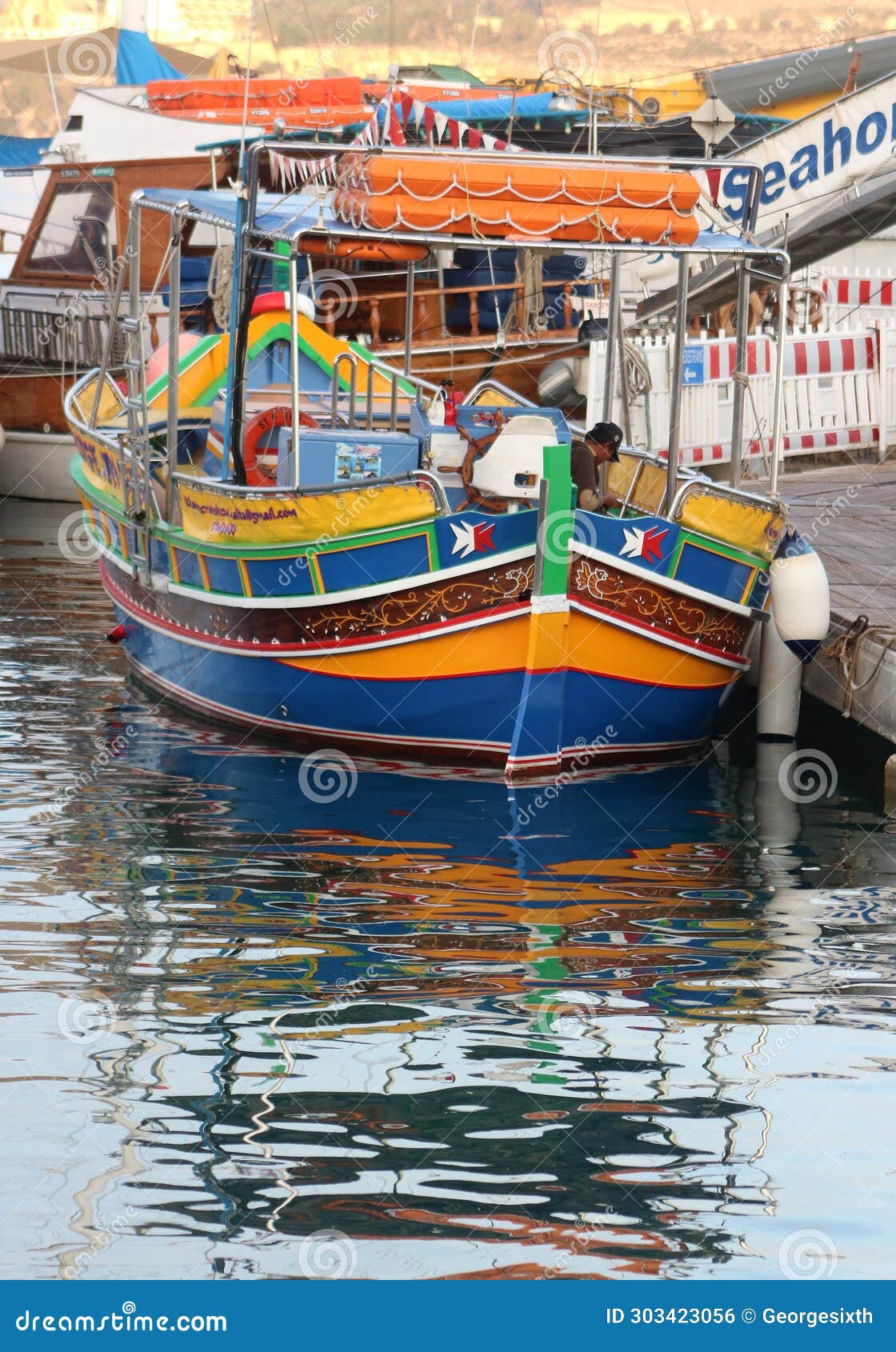 Traditional Maltese Boat in Harbor, Bugibba, Malta Editorial Photo ...