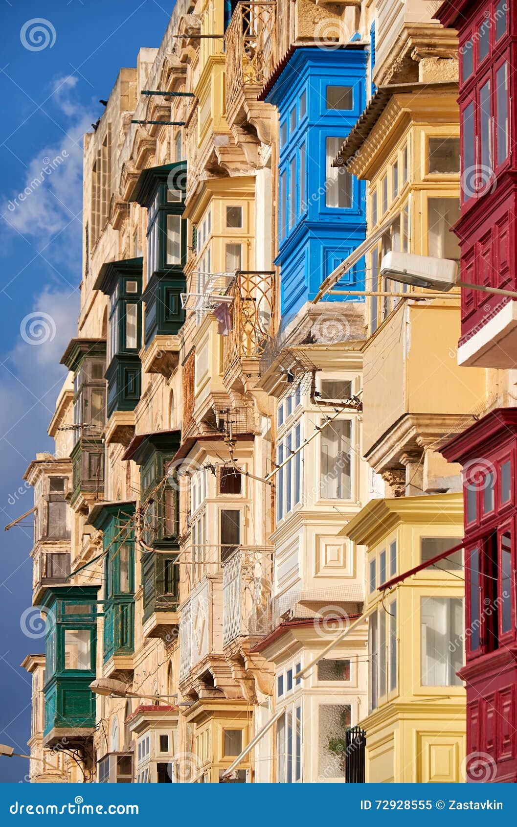 A Traditional Maltese Style Balconies. Valletta. Stock Image - Image of ...