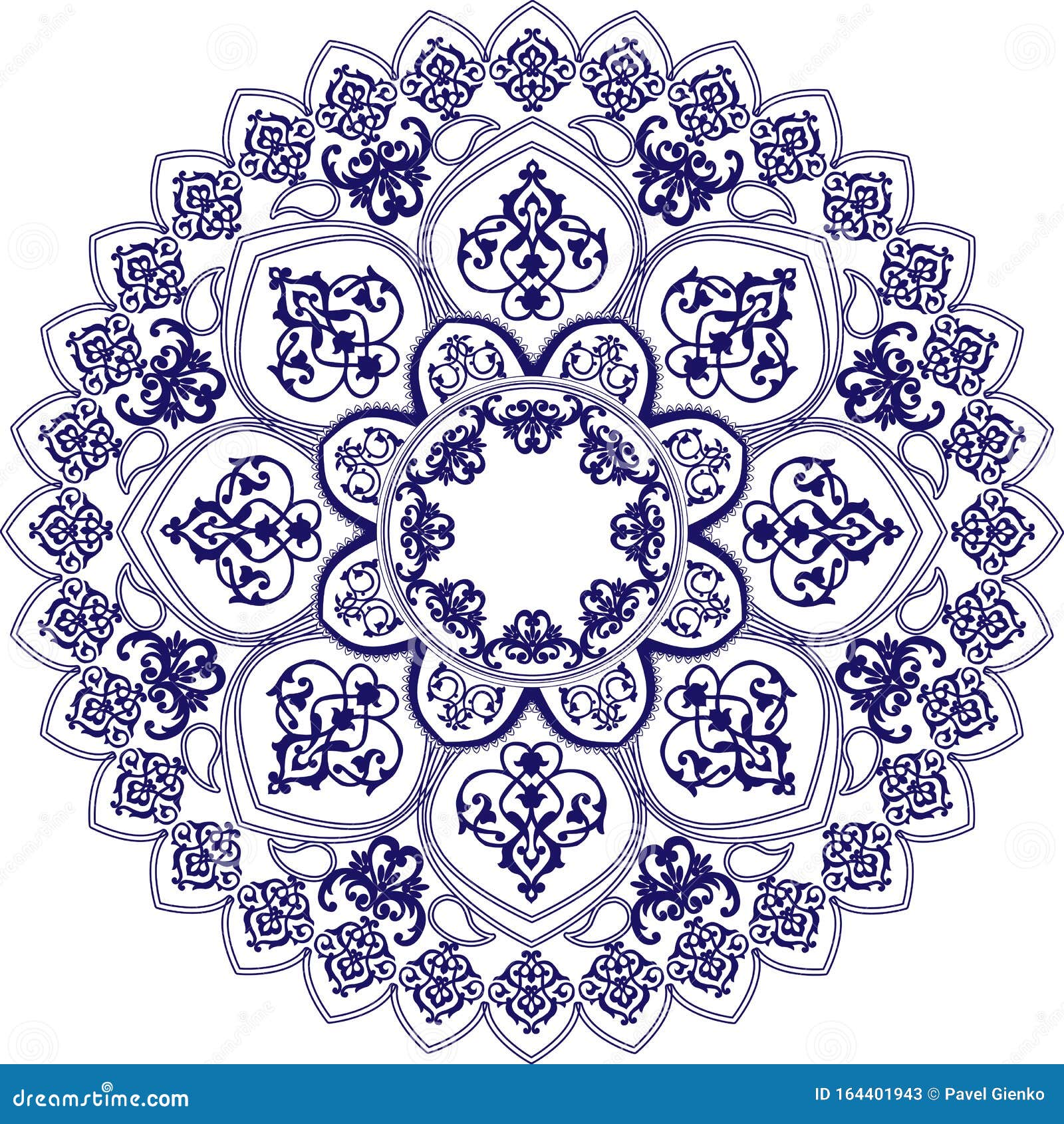 Round Patterns in Monochrome Mandala Stock Vector - Illustration of ...