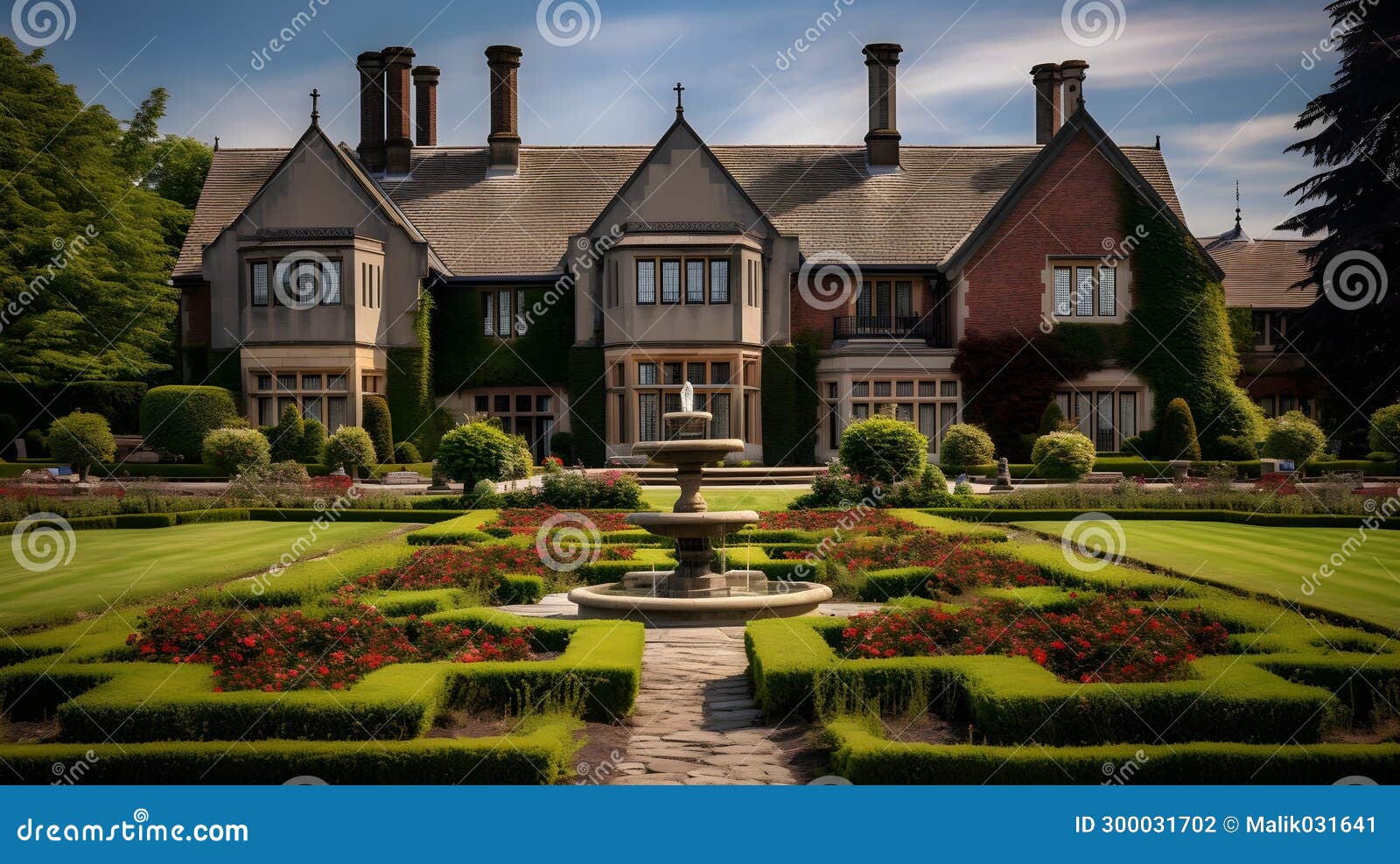 Traditional Manor House Surrounded by Sprawling Gardens Stock ...