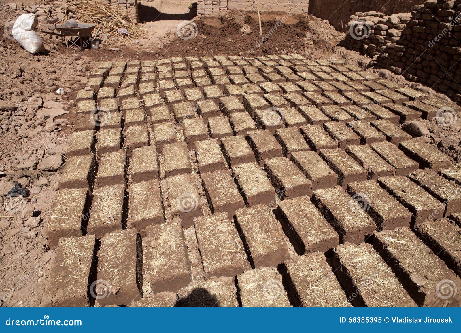 Traditional Manufacturing Bricks Drying in the Sun, Morocco Stock Image ...