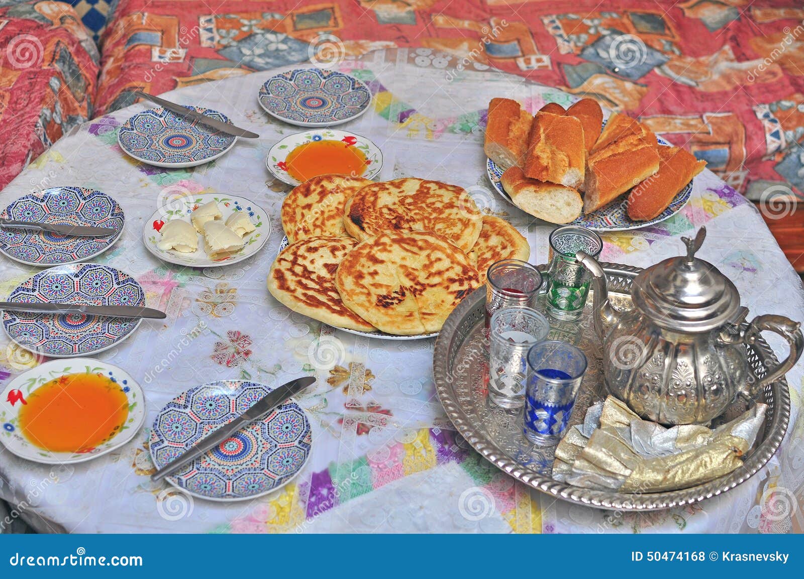 Traditional Marrocan Breakfast Stock Photo - Image of healthy, teapot ...