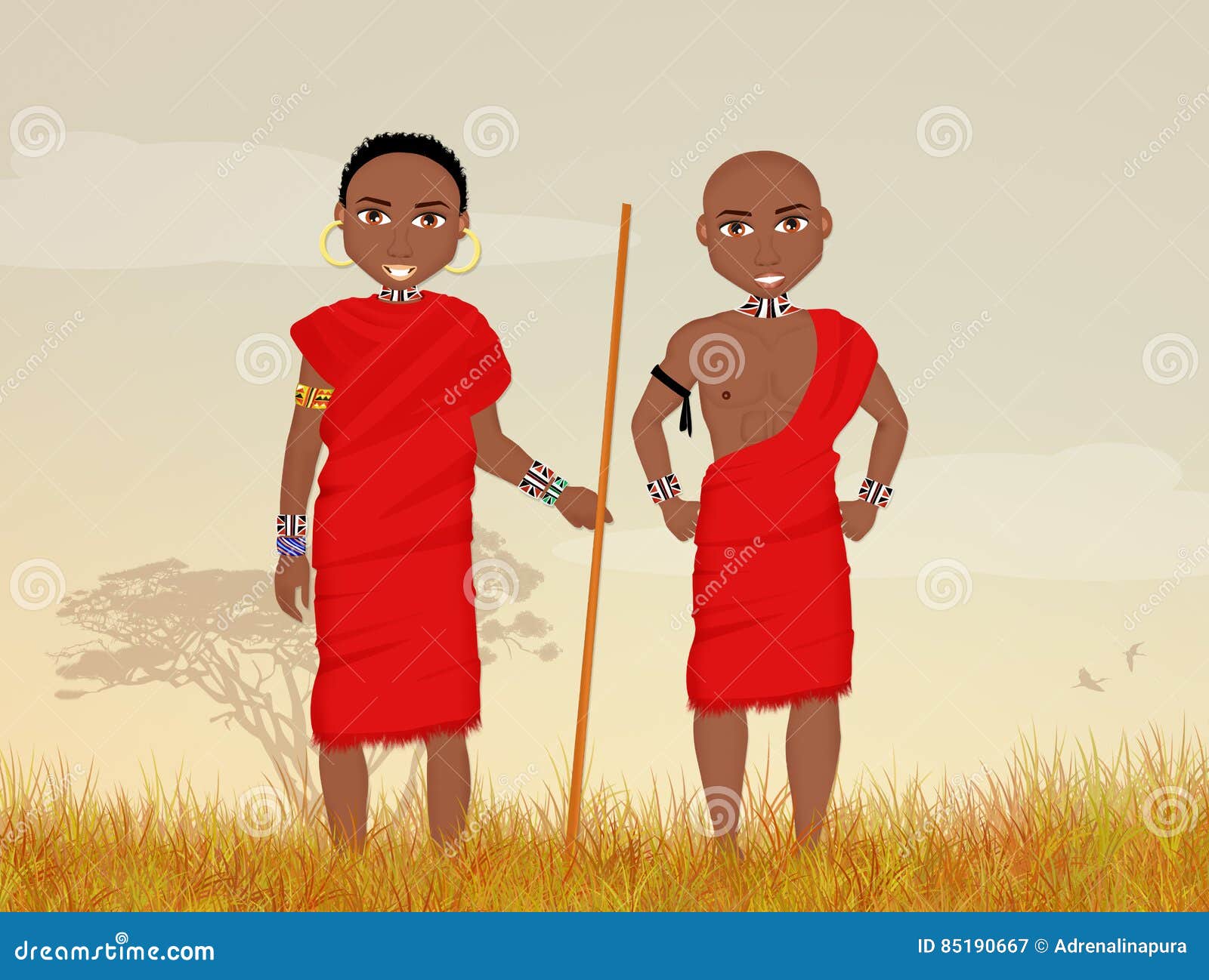 Traditional Masai men stock illustration. Illustration of traditional ...