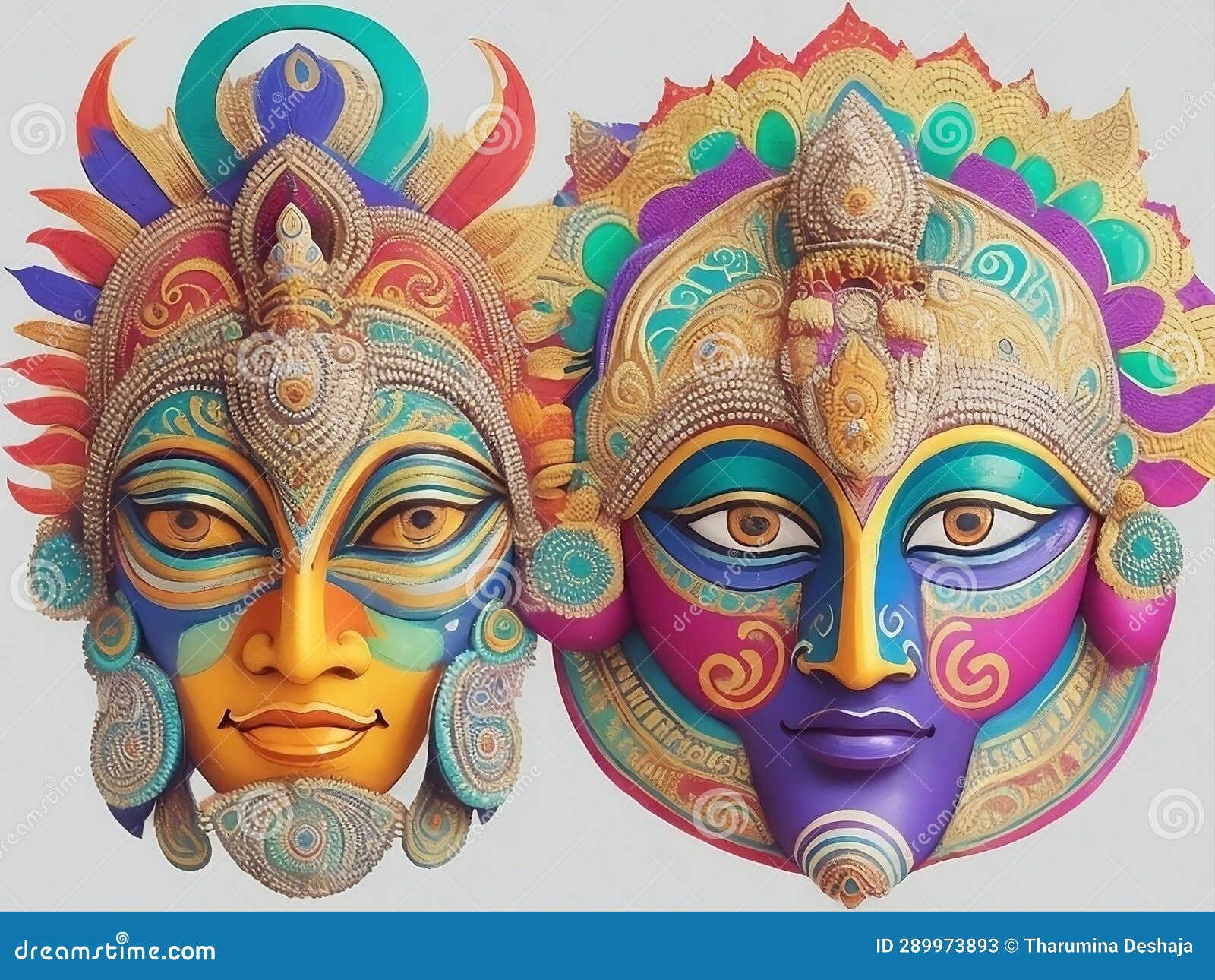 Traditional Masks of Sri Lanka Designed Using Ai Stock Illustration ...