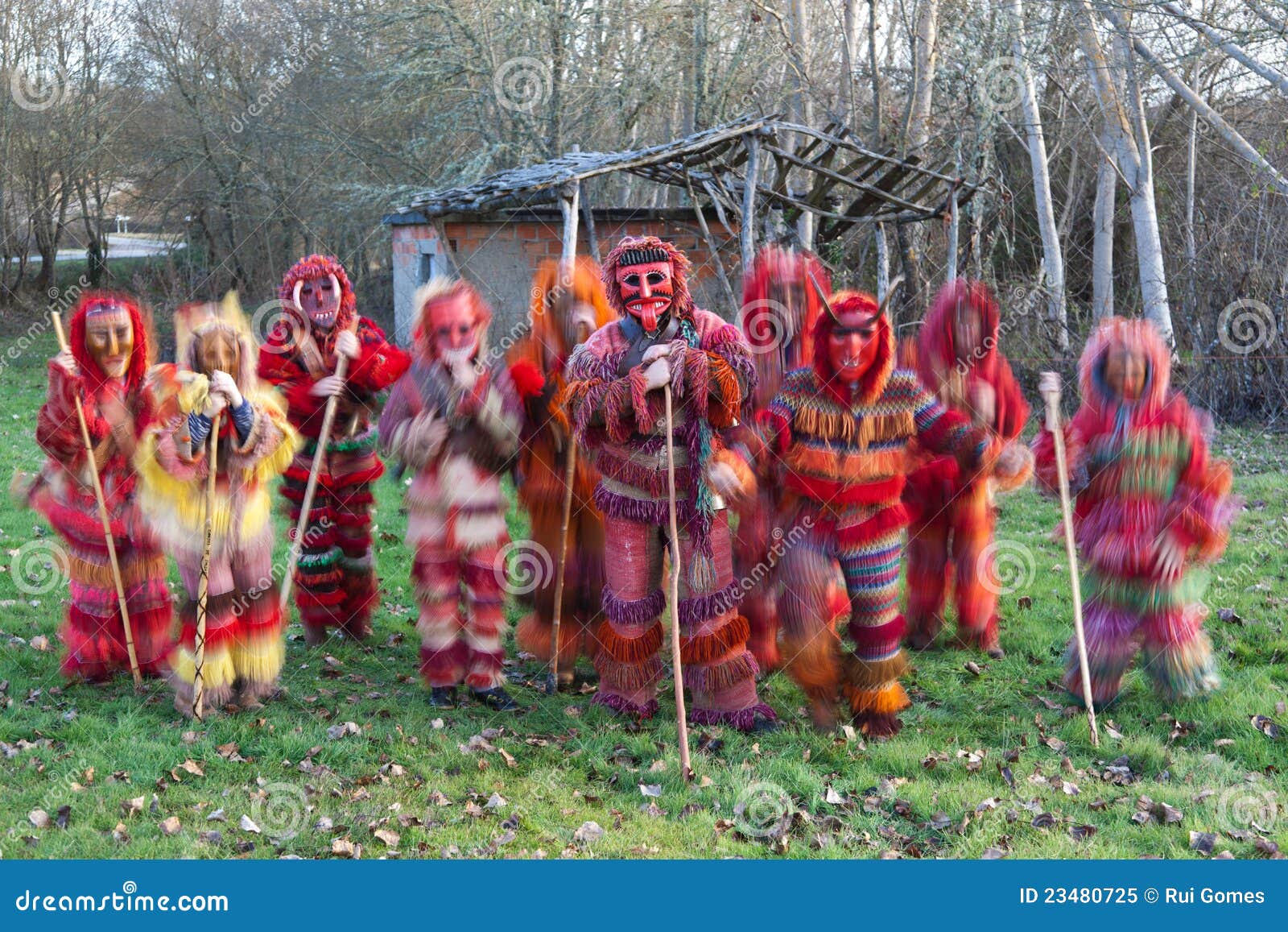 Traditional Masquerade Group Stock Image - Image of movement, orange ...