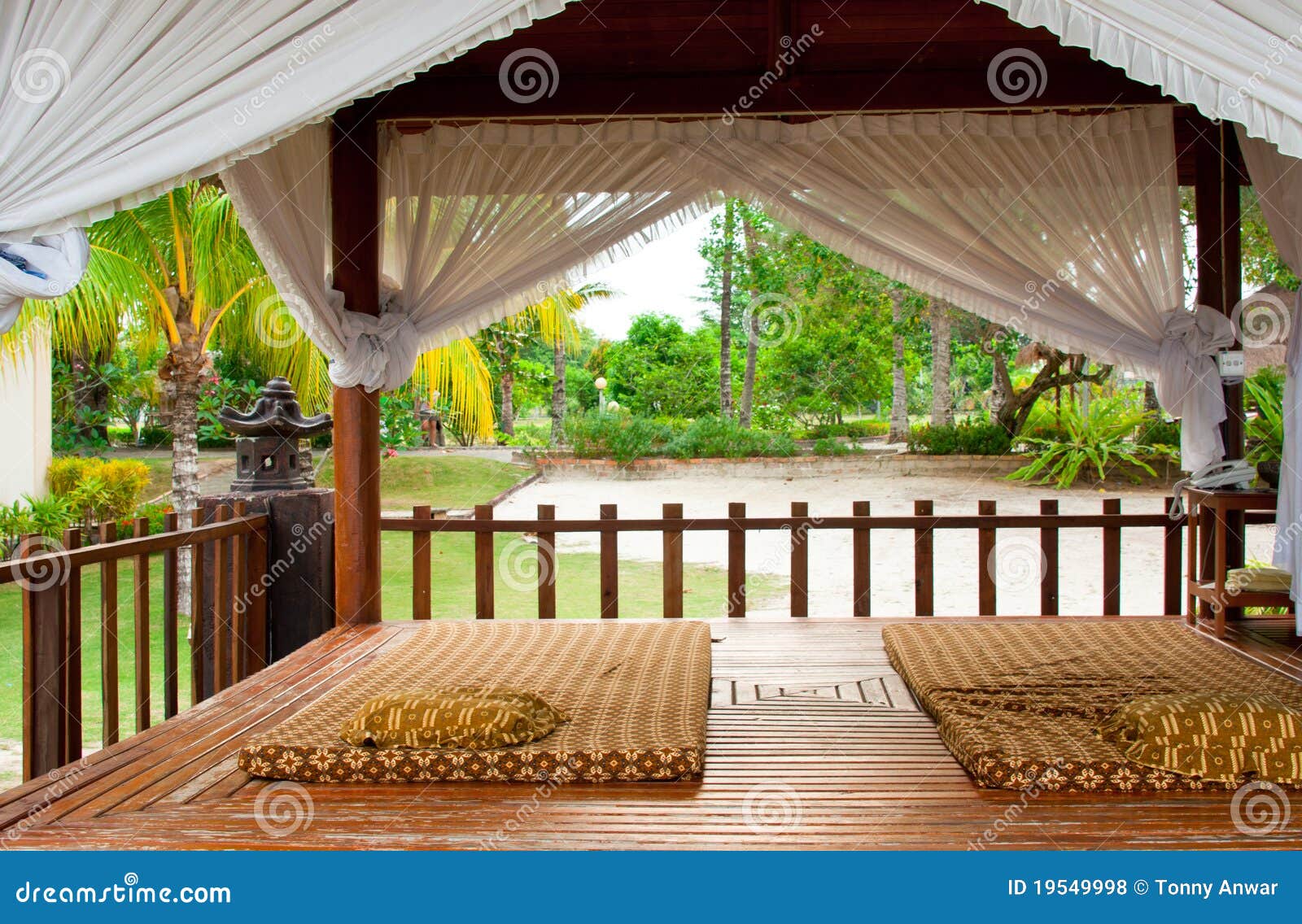 Gazebo On The Indonesian Beach Pantai Baron, Jawa, Indonesia Stock ...