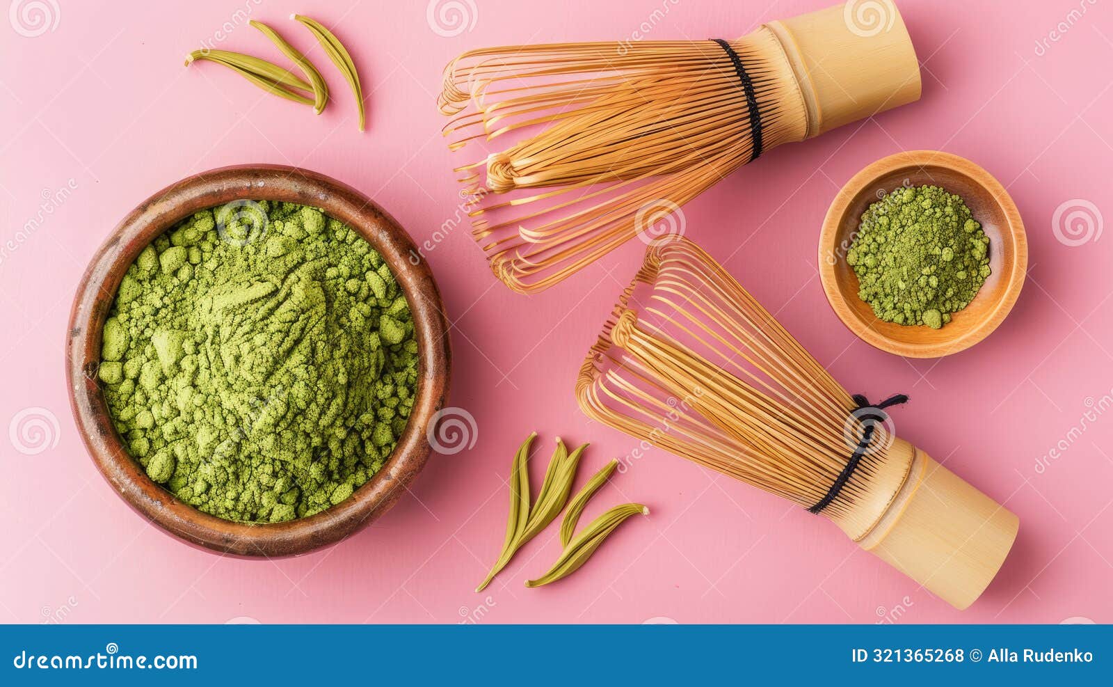 Traditional Matcha Tea Ceremony Setup on Vibrant Pink Background Stock ...