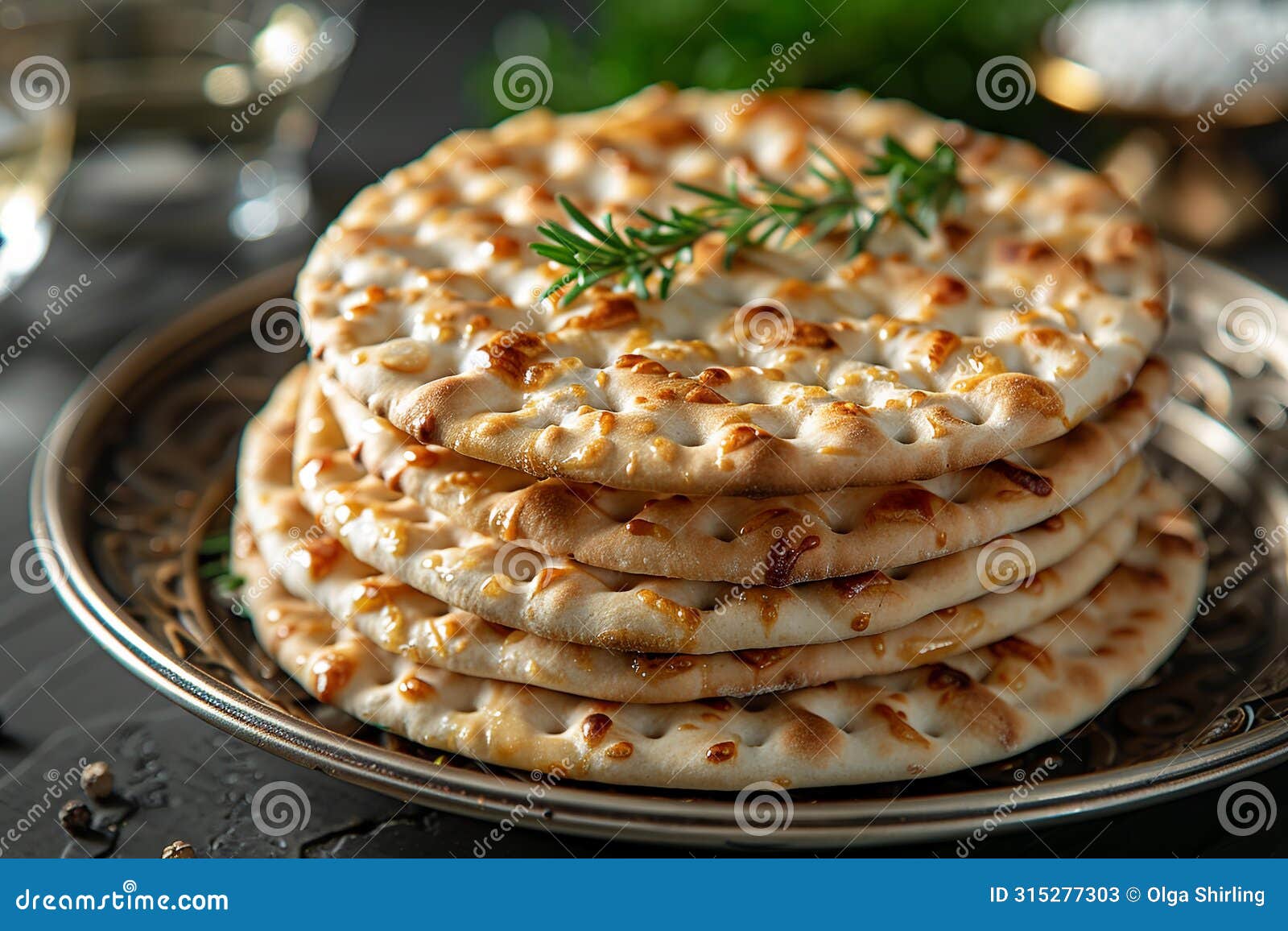 Traditional Matzah on Passover Seder Served on the Table Stock ...