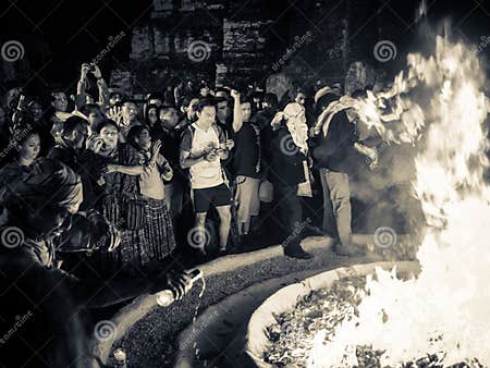 Traditional Mayan Fire Ritual - Tikal, Guatemala Editorial Image ...