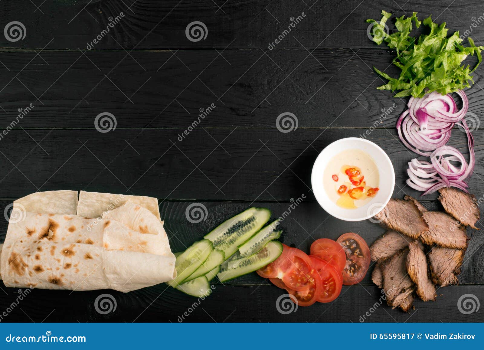 Traditional Meat Doner Kebab Stock Image - Image of lettuce, doner ...