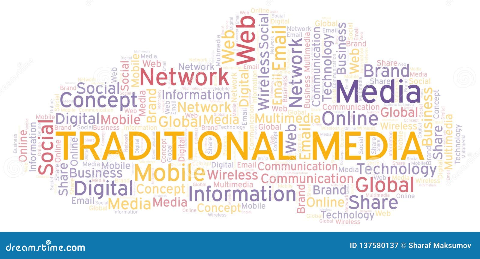 Traditional Media Word Cloud Stock Illustration - Illustration of print ...