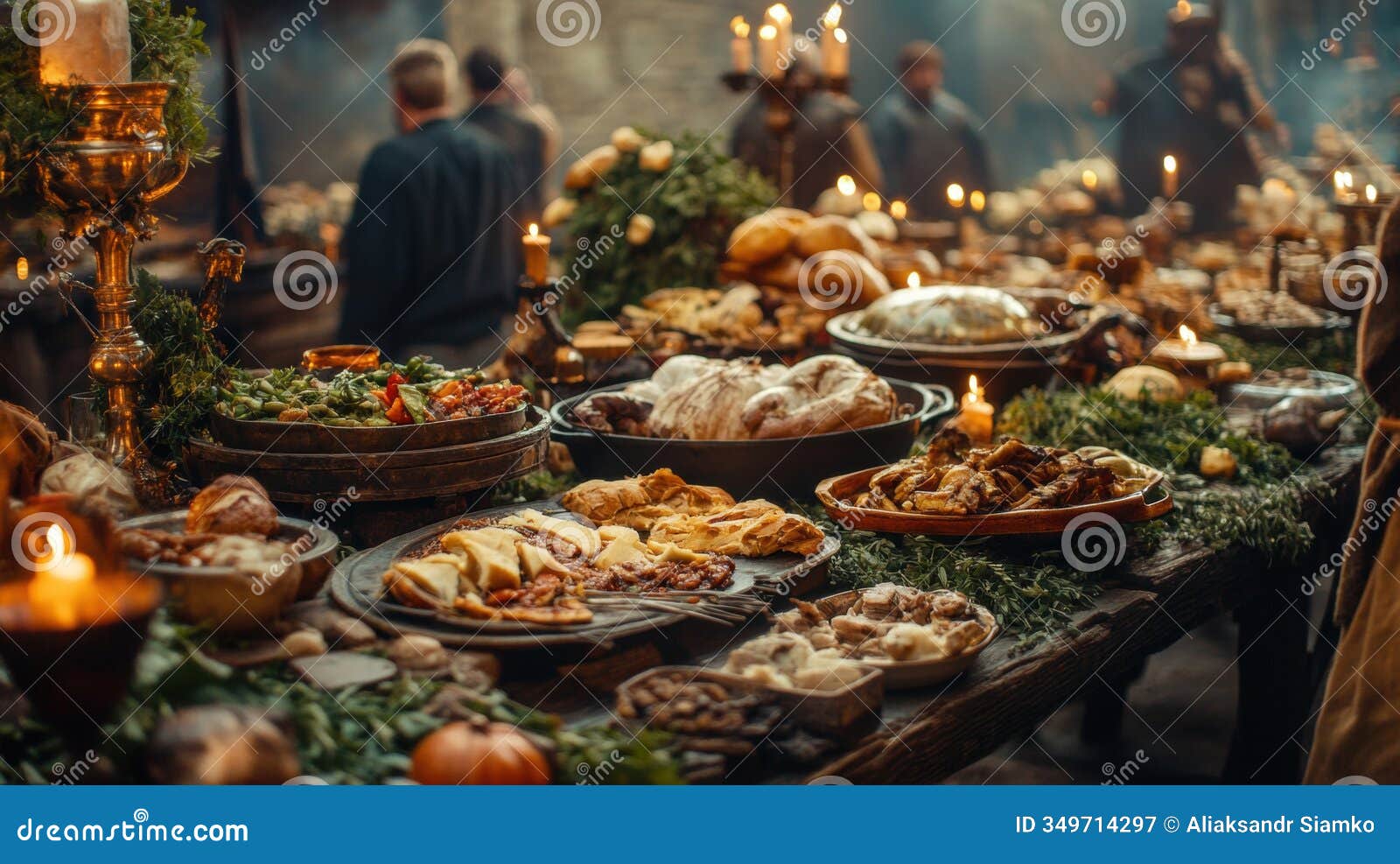 Medieval Feast A Person At A Grand Feast With Knights Jesters An ...