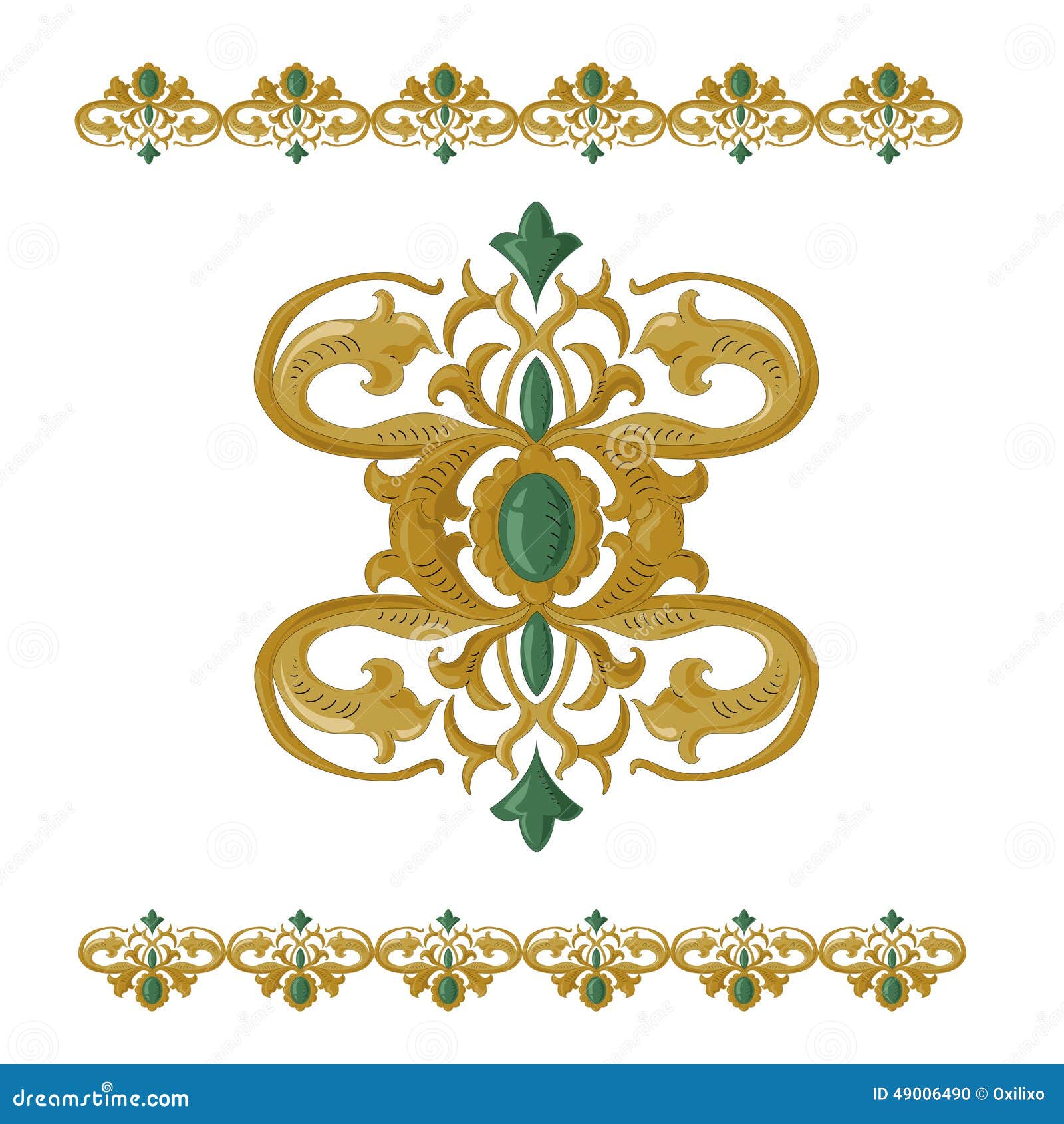 Traditional Medieval Seamless Elements on Isolated White Stock ...