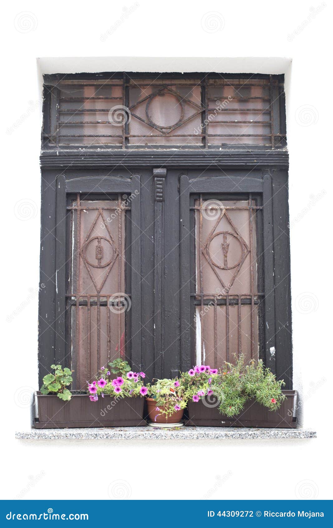 Traditional Mediterranean Window on White Wall Stock Photo - Image of ...