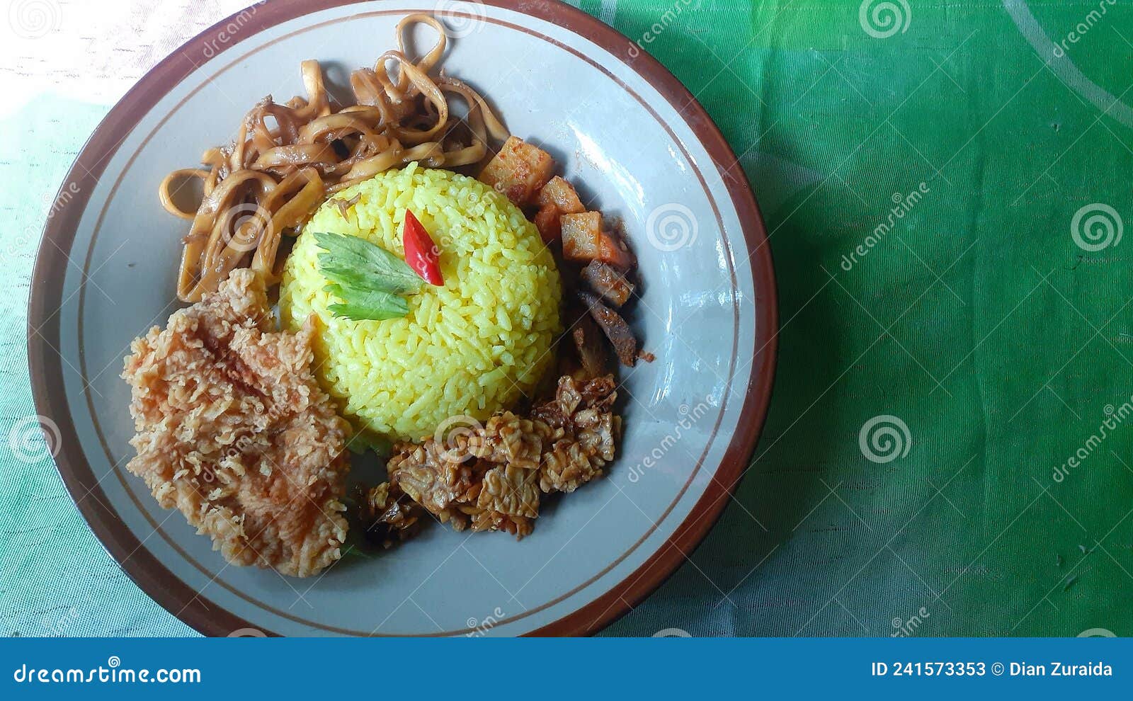 Traditional Menu from Indonesia, Yellow Rice Stock Image - Image of ...