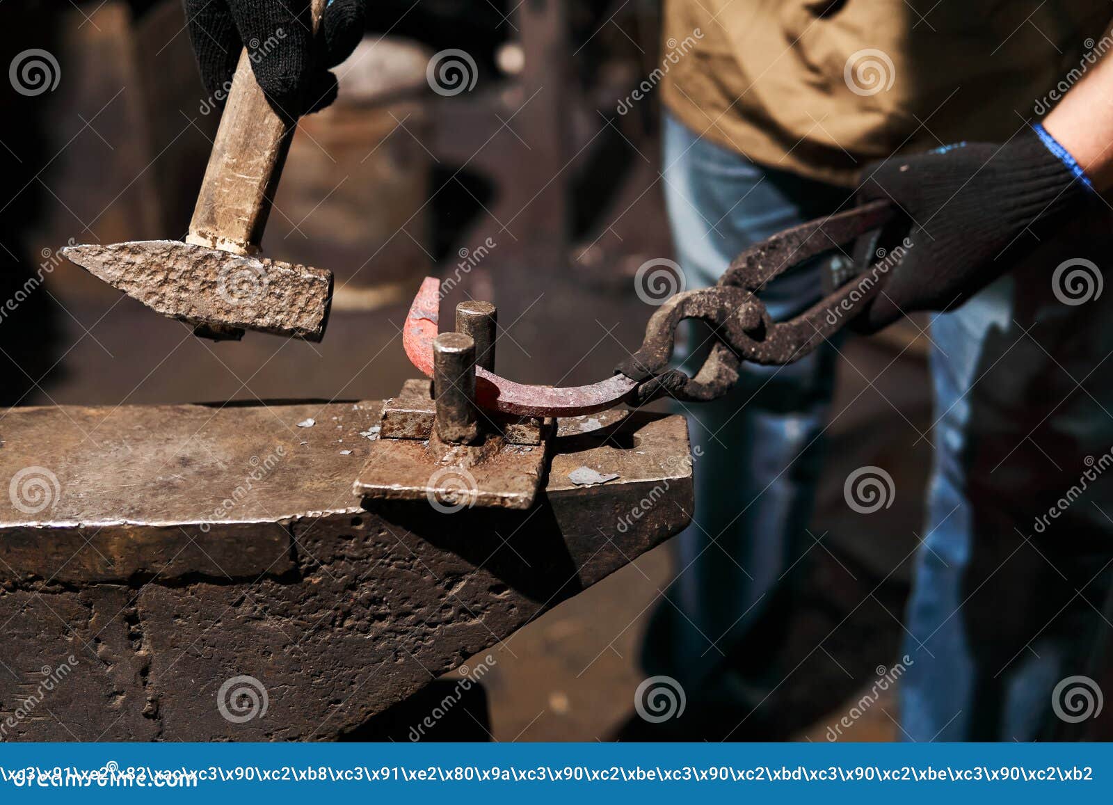 Traditional Metal Forging in a Forge Stock Image - Image of mature ...
