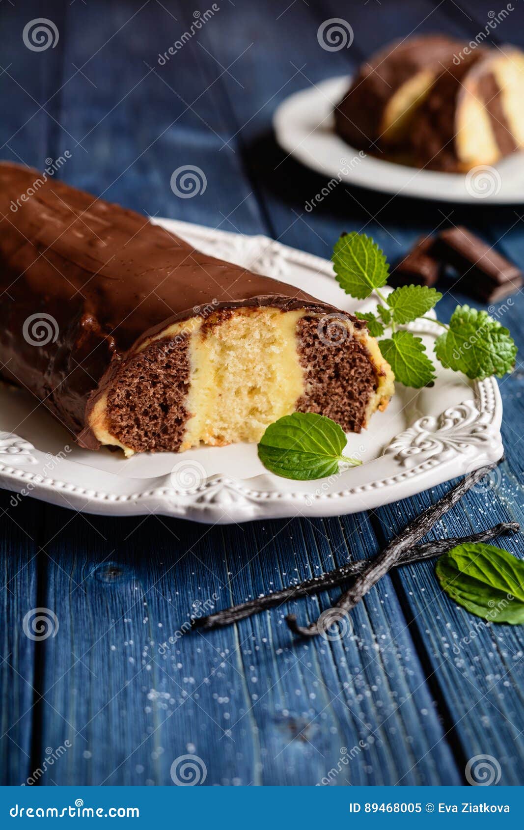 Traditional Meter Cake with Vanilla Cream Stock Image - Image of ...