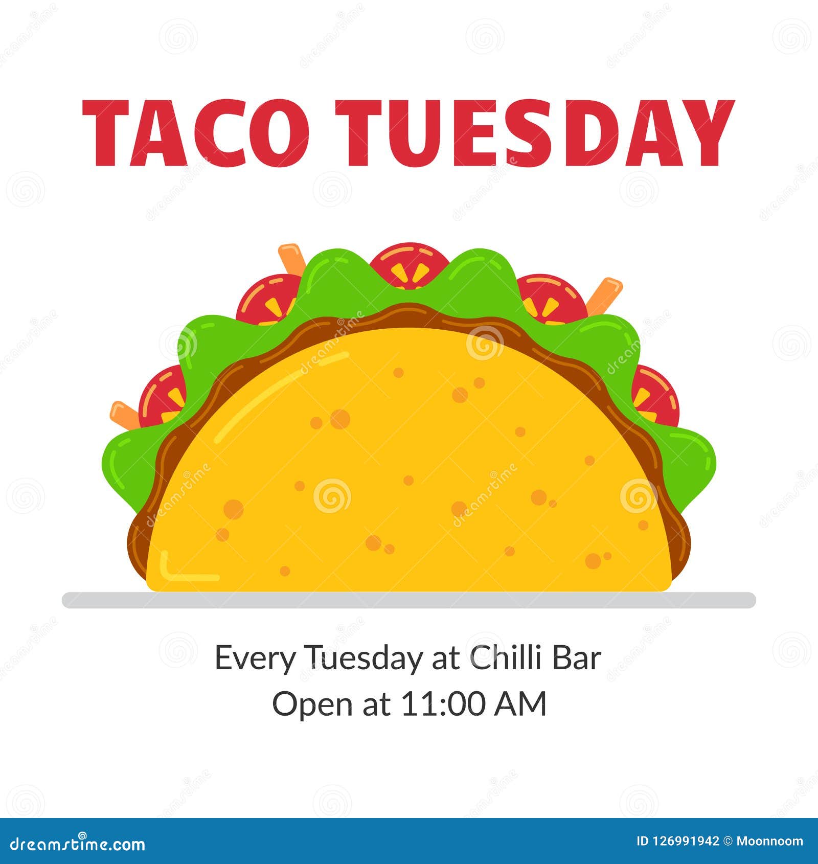 Traditional Mexican Fastfood Taco Tuesday Poster Stock Vector