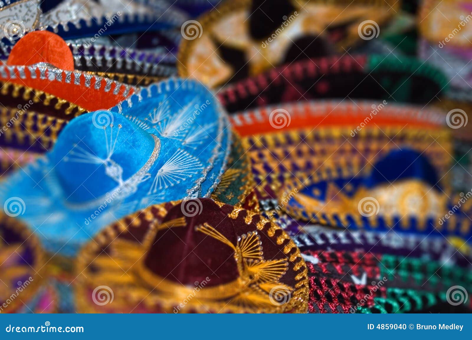 Traditional mexican hats stock photo. Image of riviera - 4859040