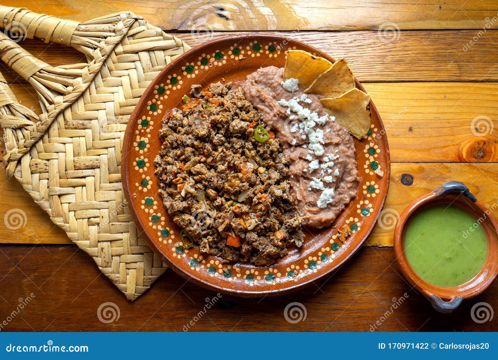 Mexican machaca with egg stock photo. Image of salsa - 170971422