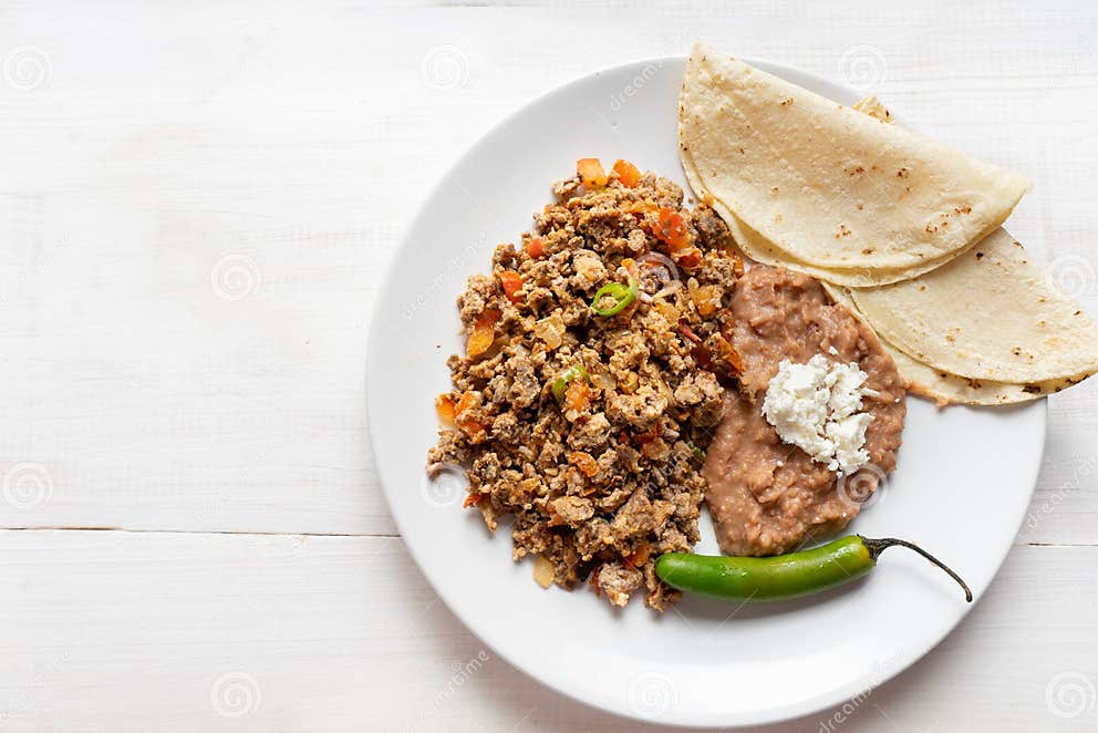 Mexican machaca with egg stock image. Image of salsa - 170972247