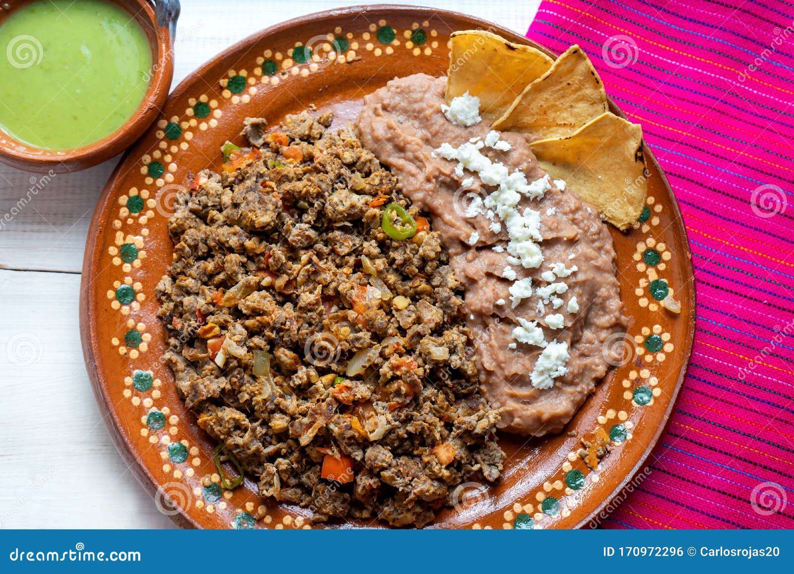 Mexican machaca with egg stock photo. Image of wooden - 170972296