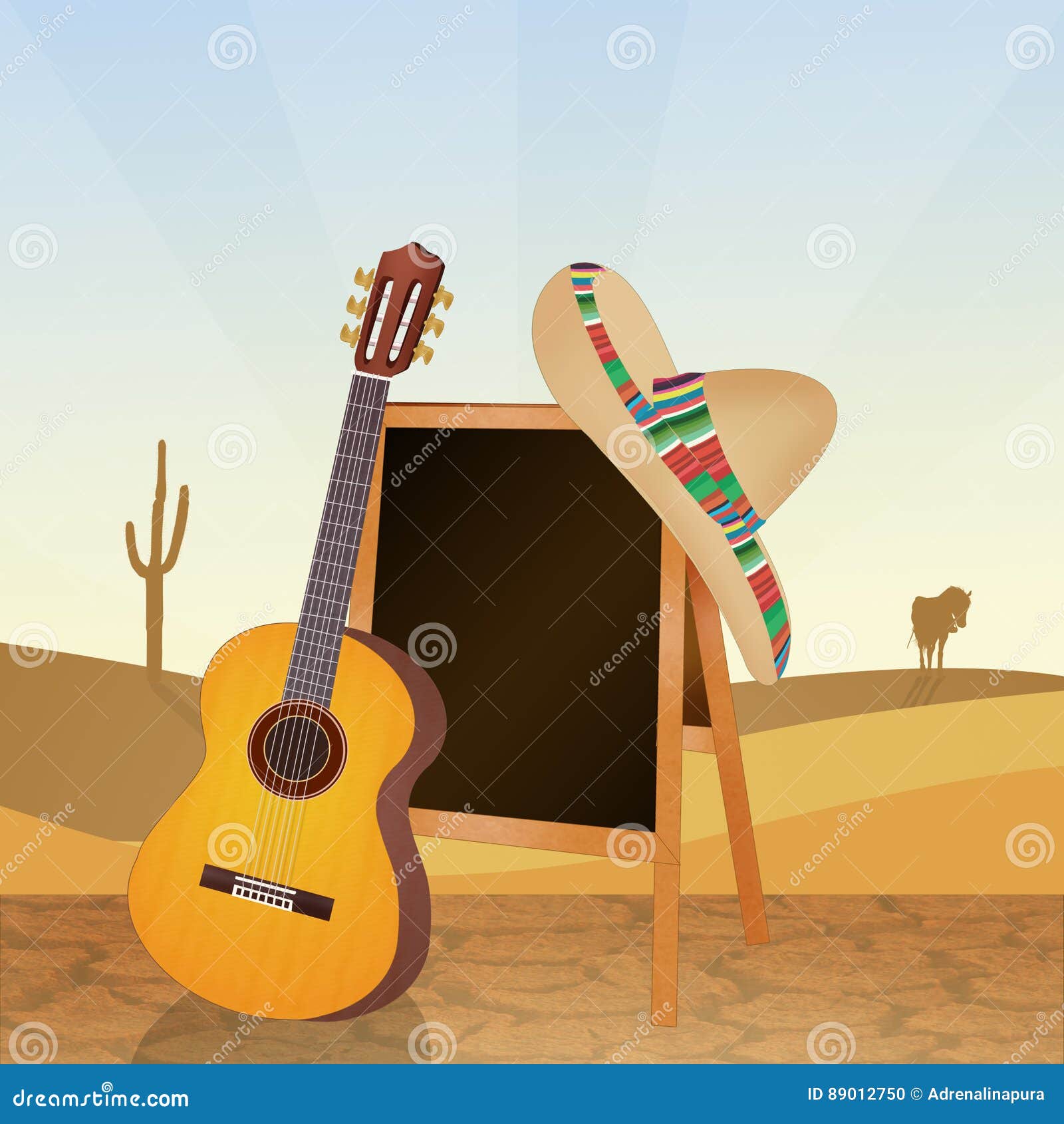 Traditional Mexican Objects Stock Illustration - Illustration of guitar ...