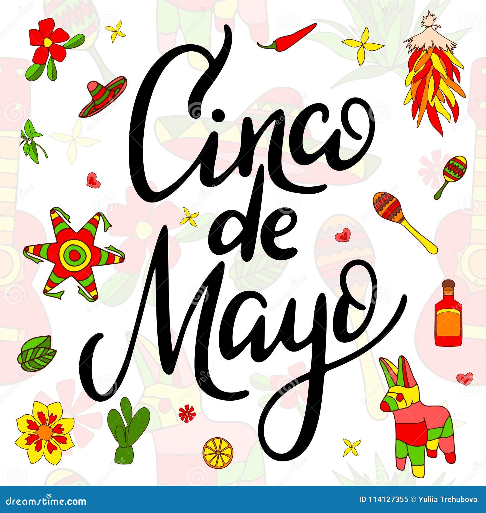 Traditional Mexican Phrase. Hand Drawn Lettering Design. Vector Bright ...