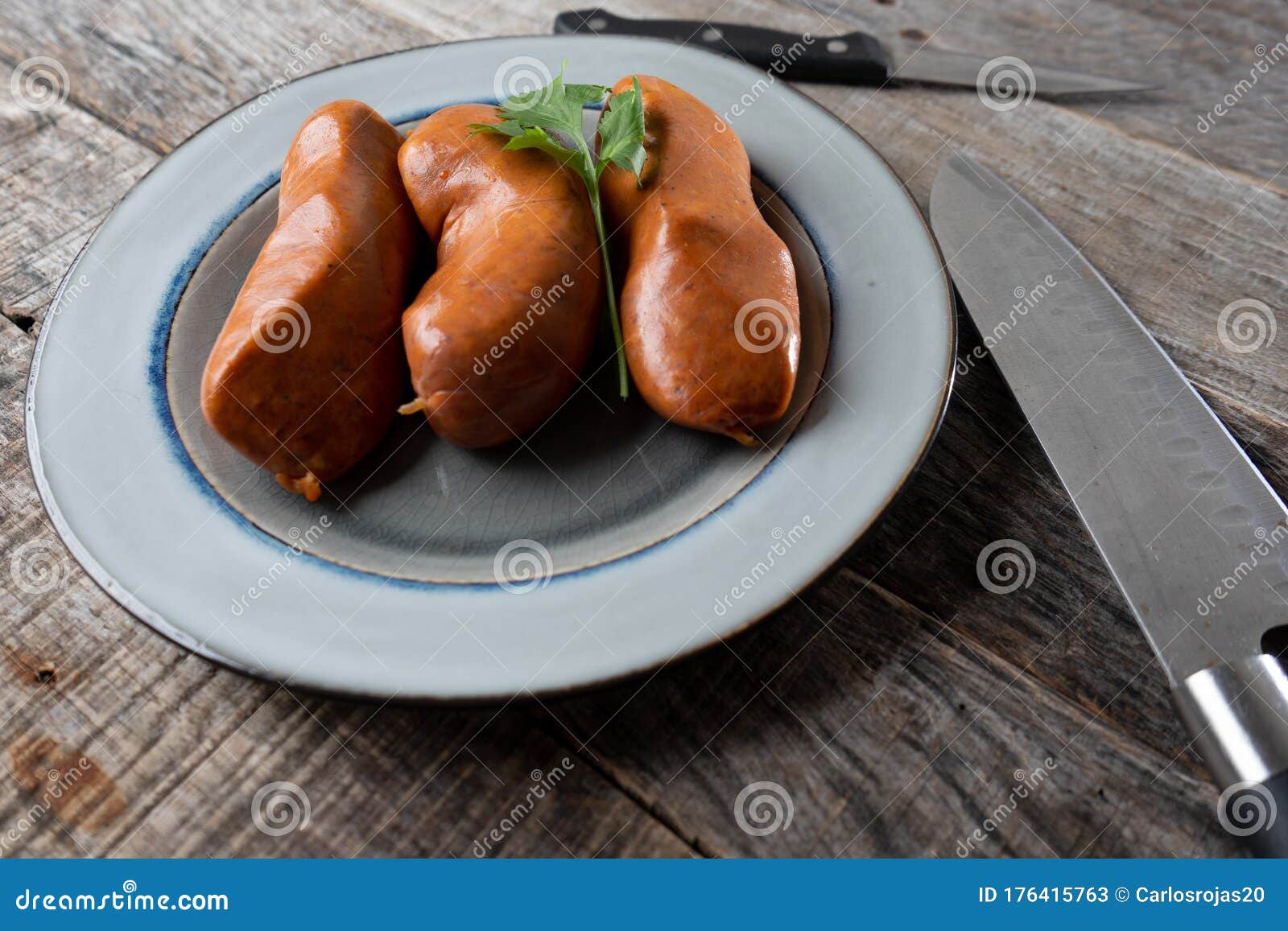 Mexican raw red chorizo stock image. Image of plate - 176415763